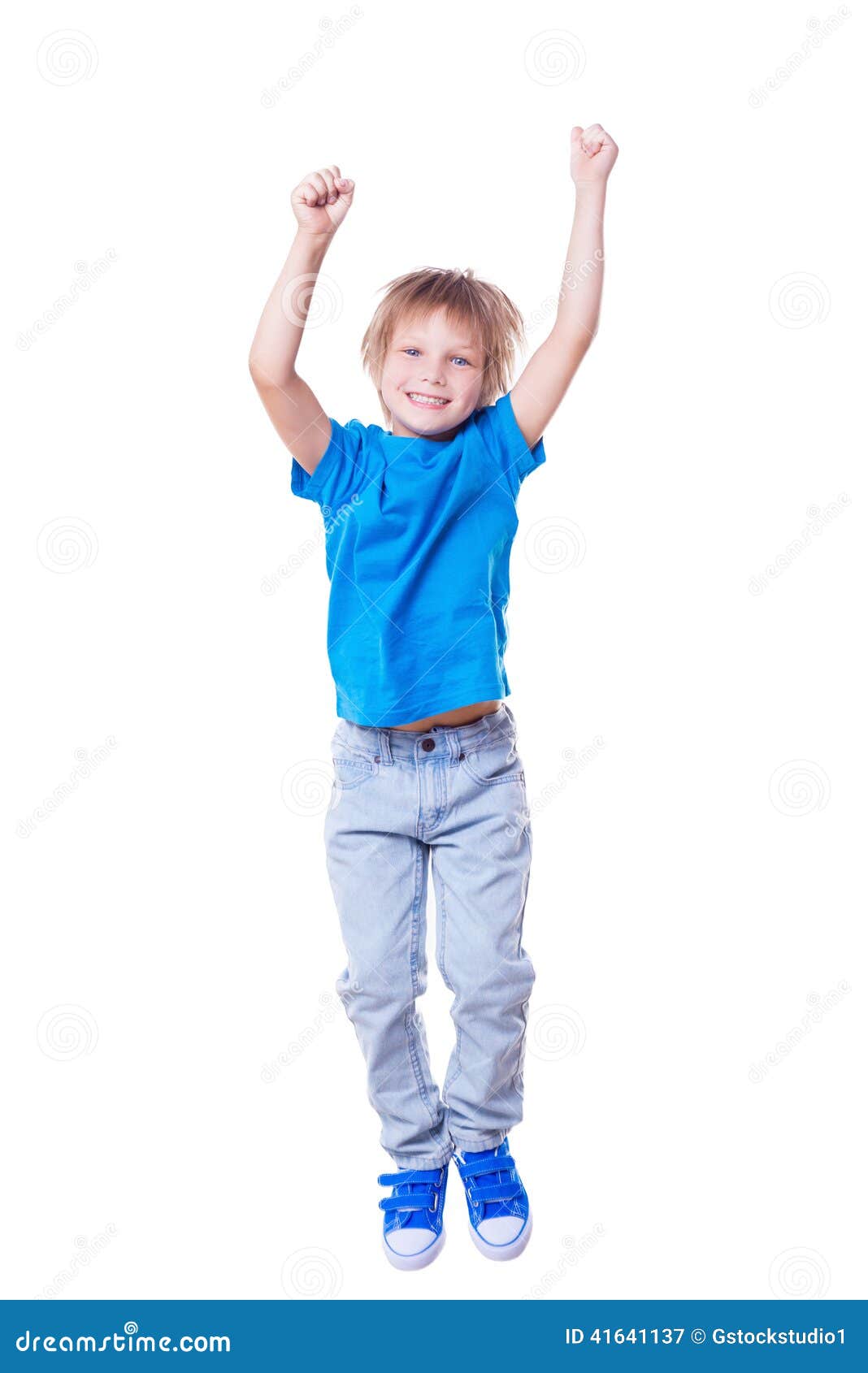 Happy little boy. stock image. Image of jumping, enjoyment - 41641137