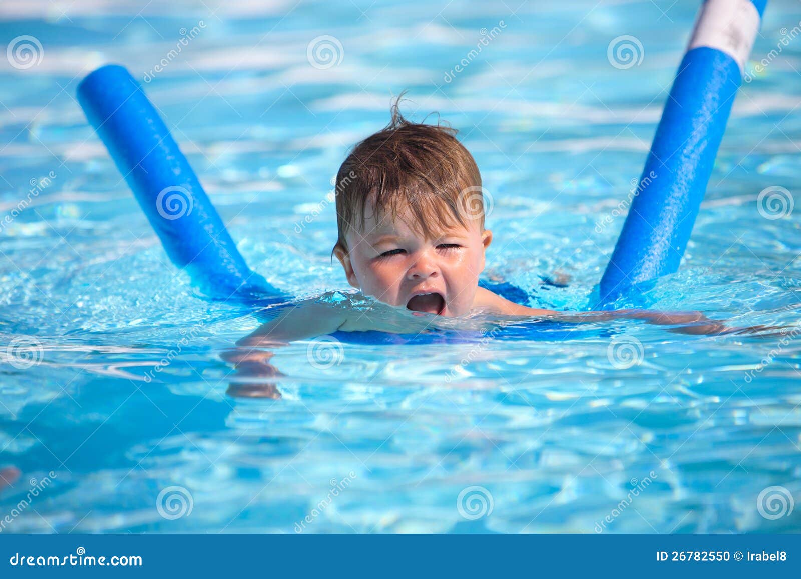 Happy Little Boy Learning To Swim Stock Photo - Image of healthy ...