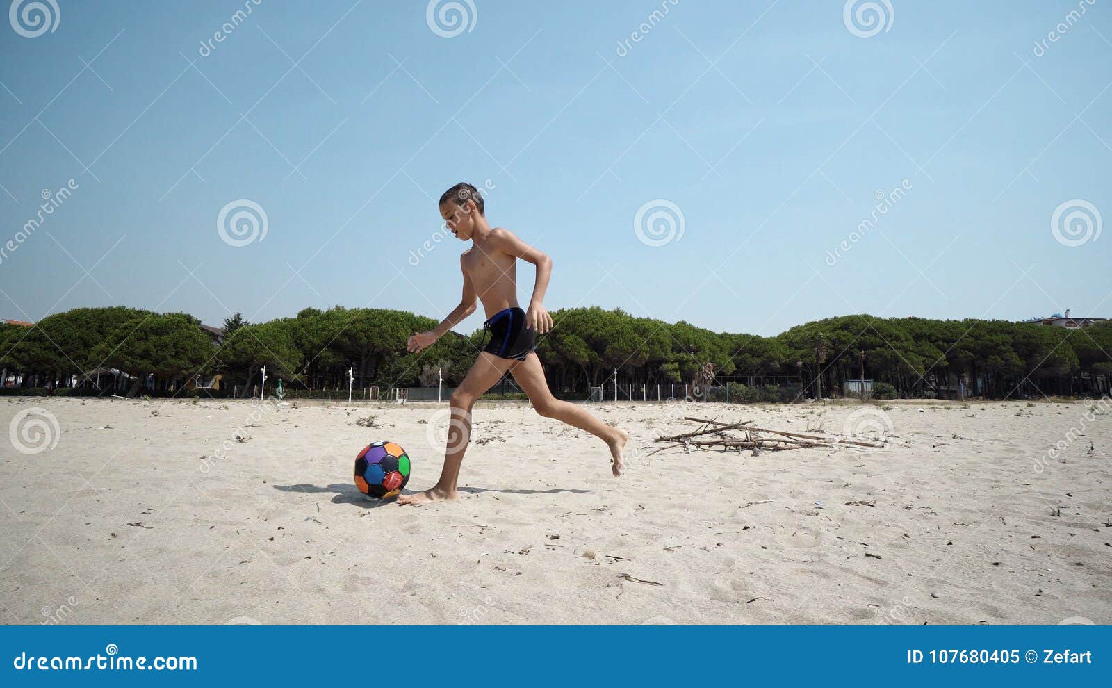 Happy Boy Playing with Ball on Tropical Beach Stock Image - Image of ...