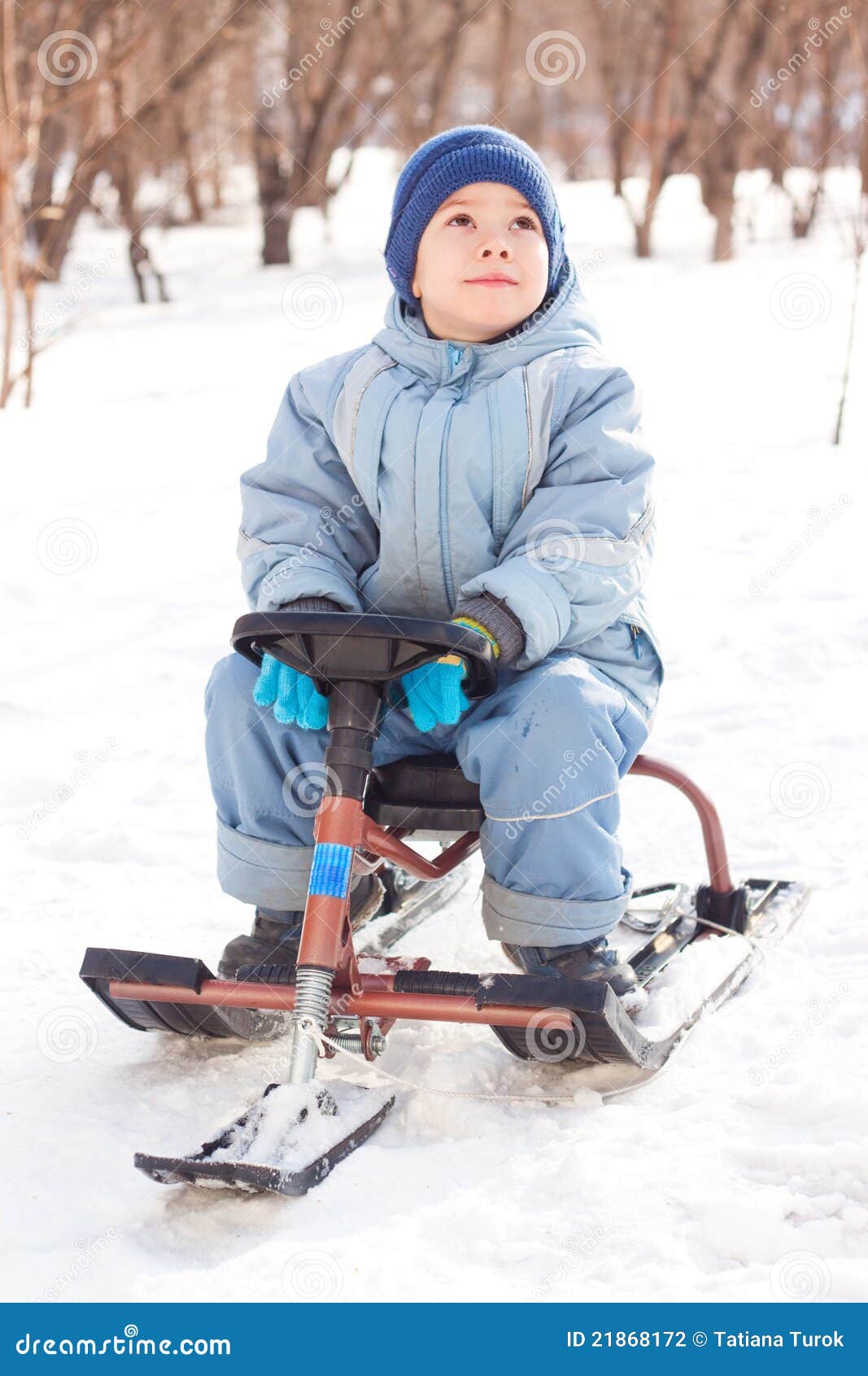 Happy Little Boy Sledging at Sleig Stock Photo - Image of christmas ...