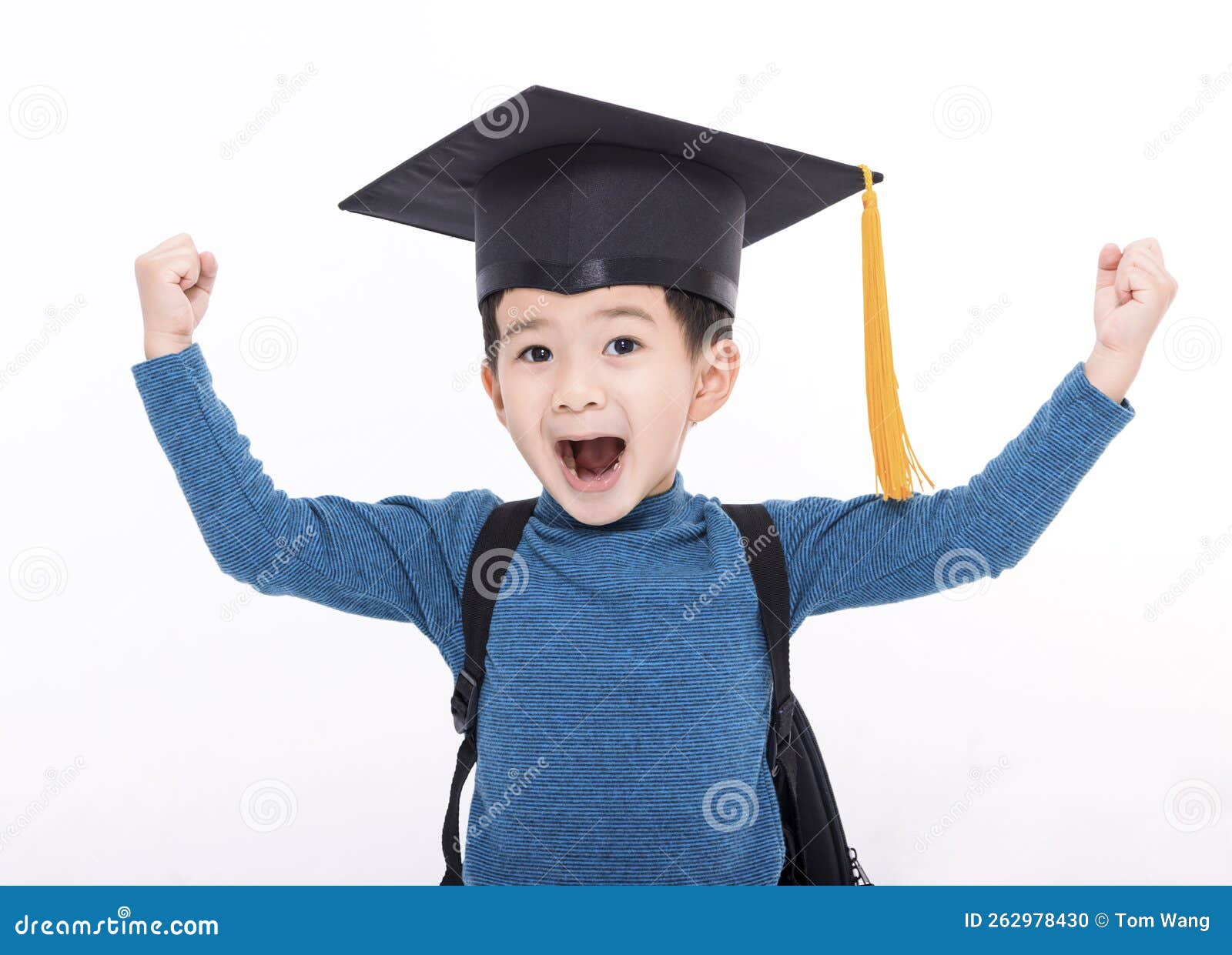 Happy Little Boy Student in a Graduate Cap Stock Photo - Image of learn ...