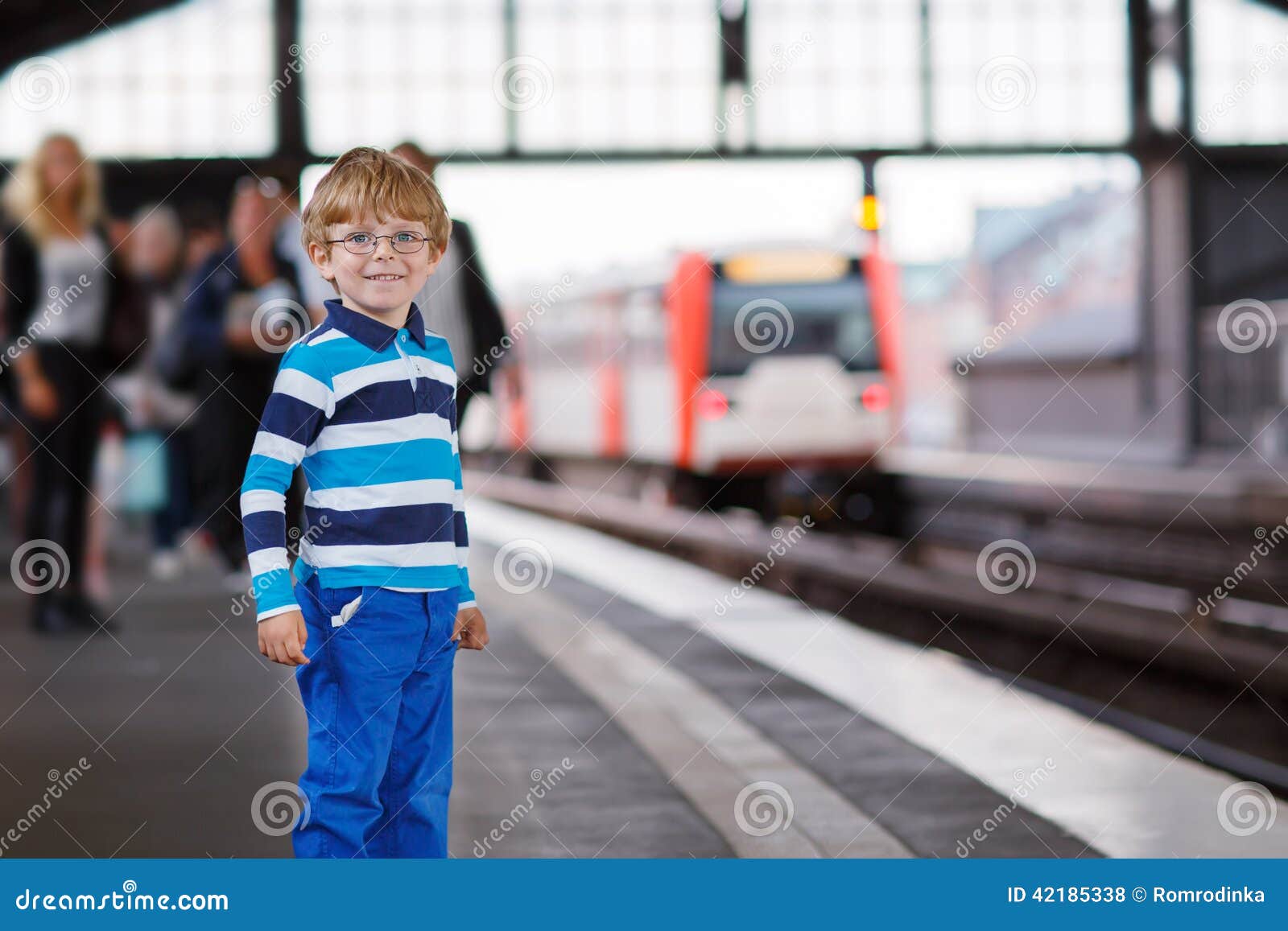 Happy Little Boy in a Subway Station. Stock Photo - Image of ...