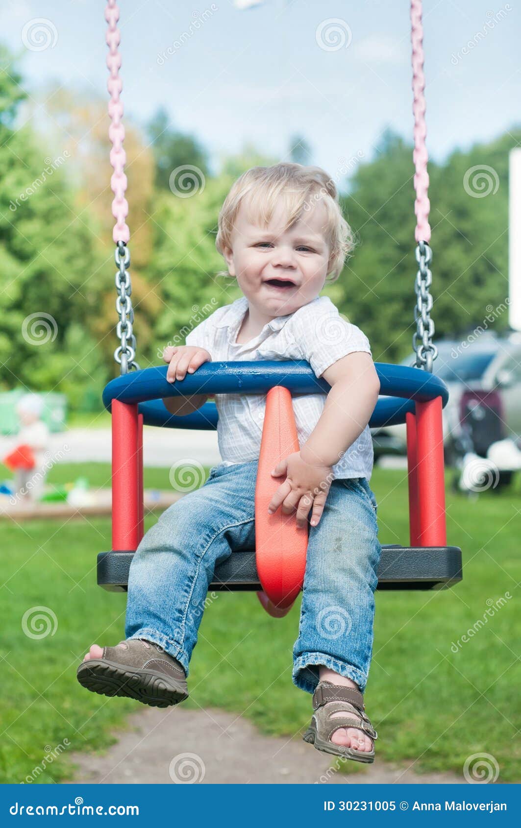 Swinging little boy stock image. Image of person, beautiful - 30231005