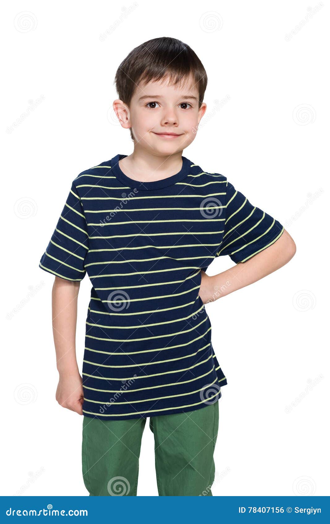 Happy Little Boy on the White Background Stock Photo - Image of studio ...