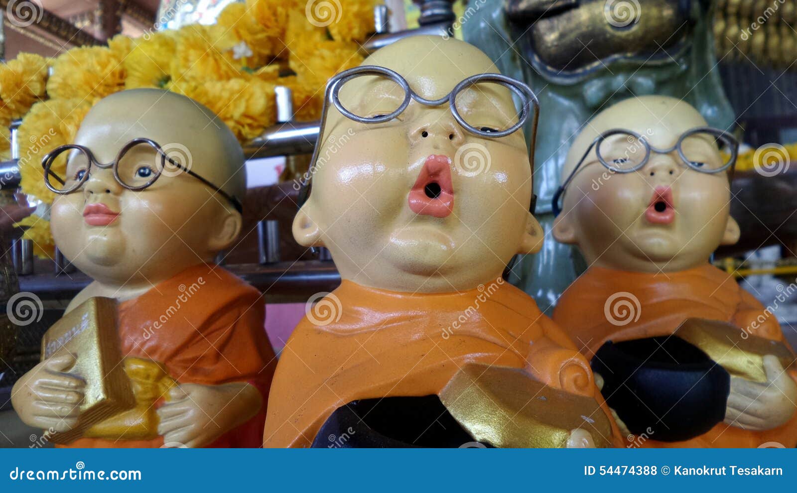 Happy Little Buddhist Monk Dolls Stock Photo - Image of dolls, happy ...