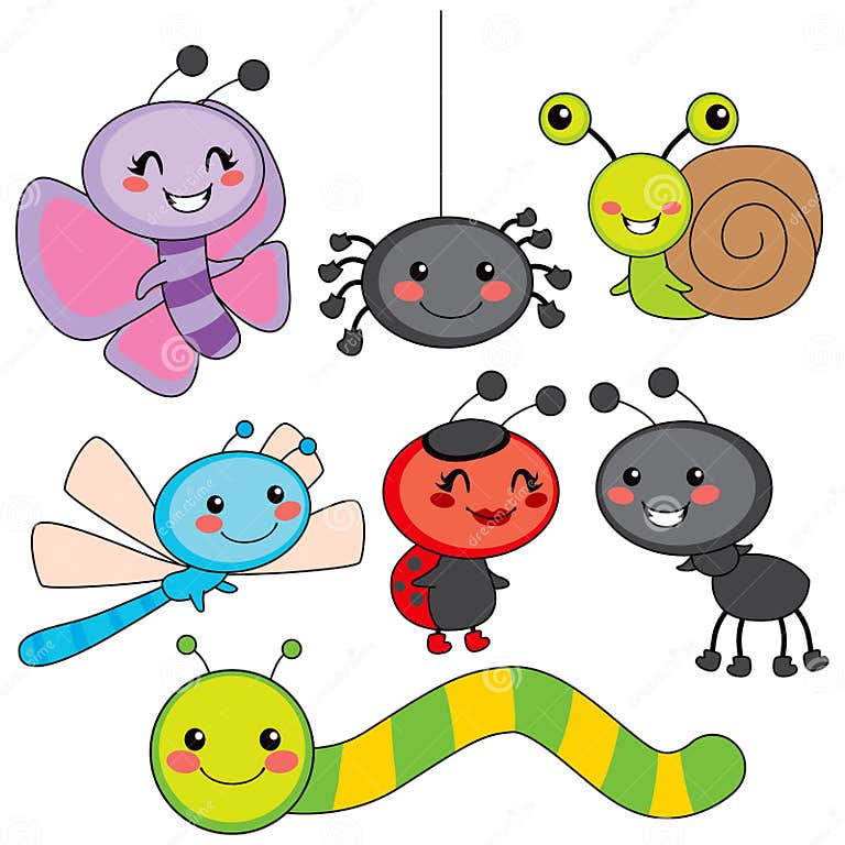 Happy Little Bugs stock vector. Illustration of comic - 24998218