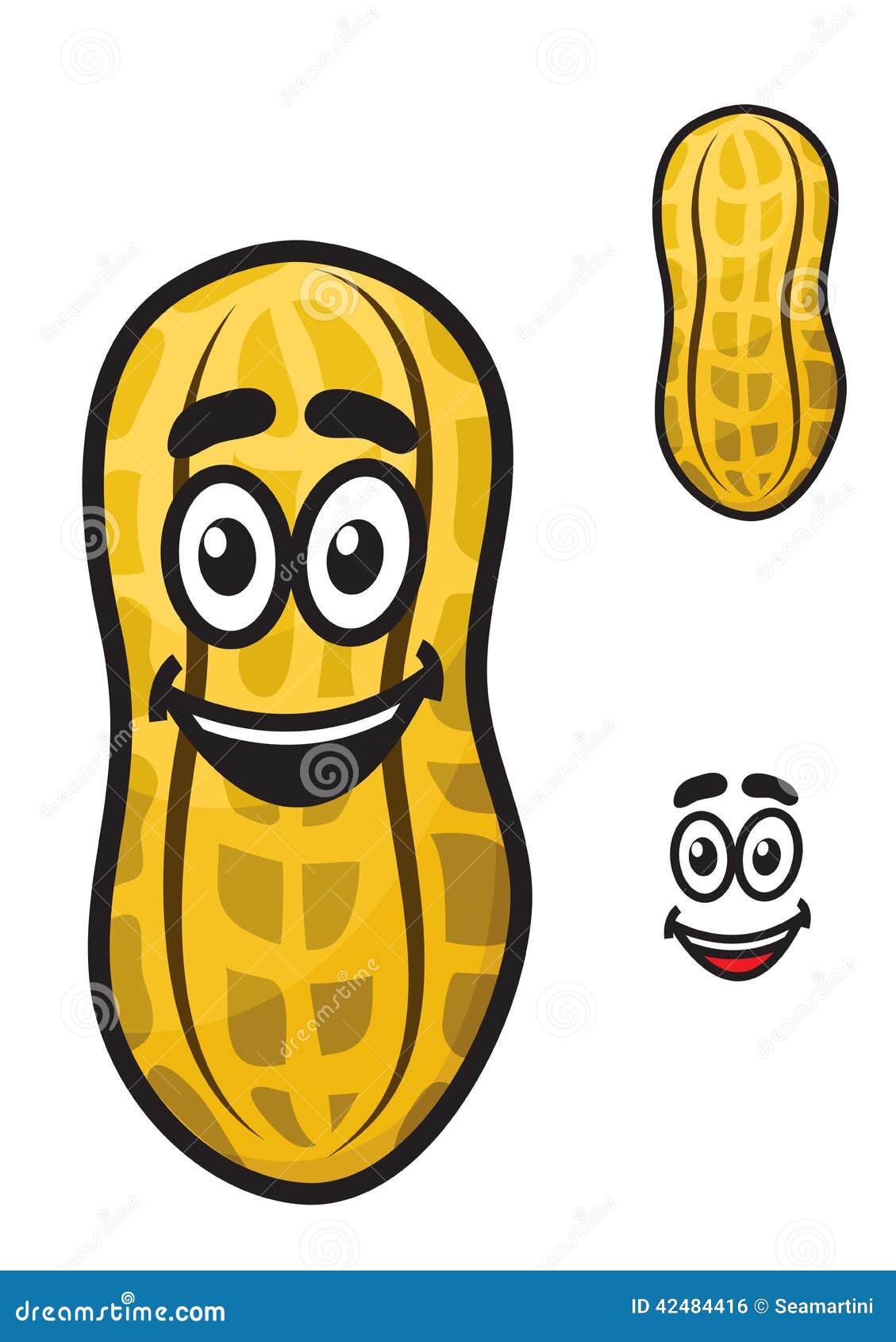 Happy Little Cartoon Peanut or Ground Nut Stock Vector - Illustration ...