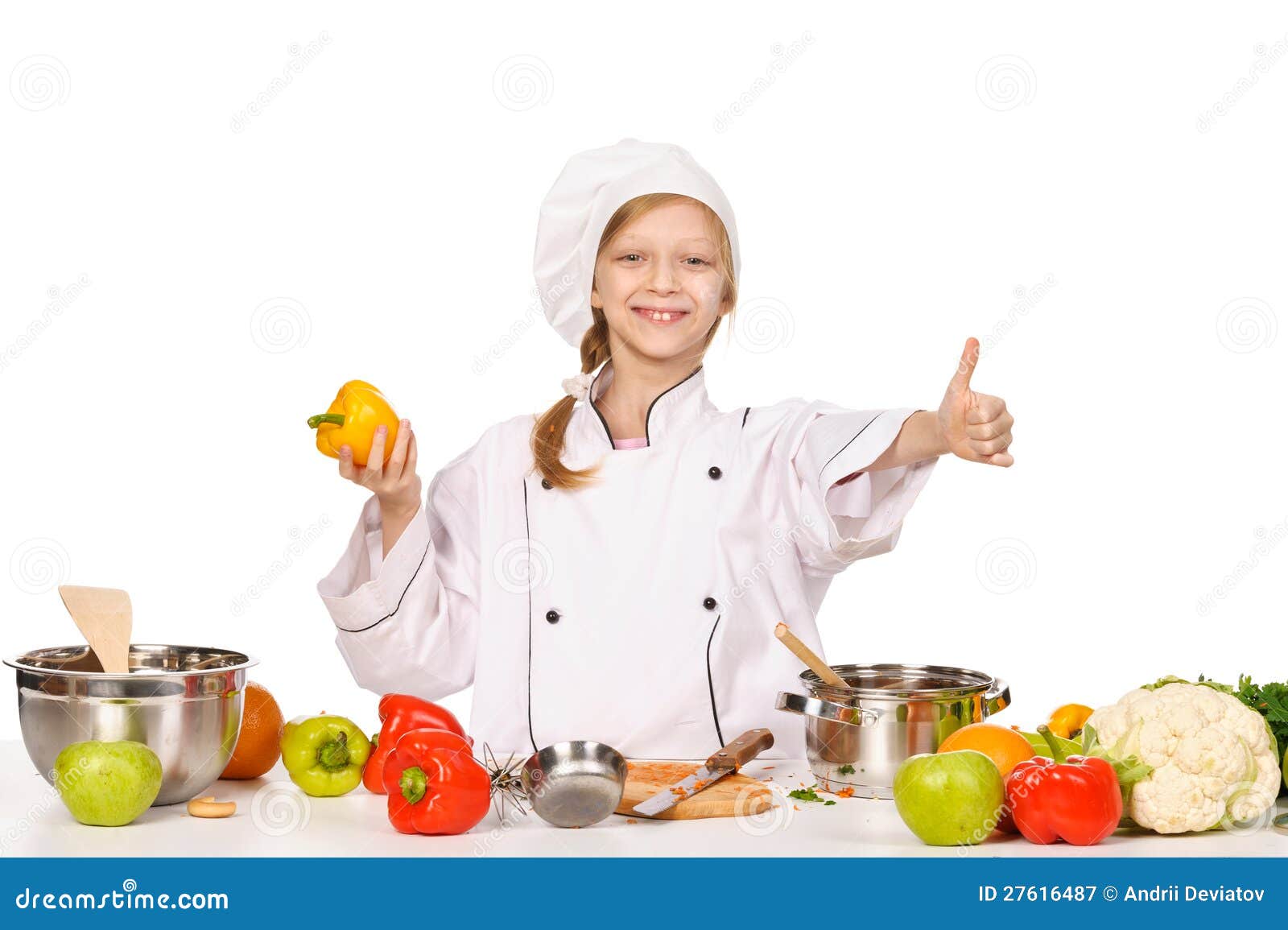 Happy Little Chef with Lots of Vegetables Stock Image - Image of ...
