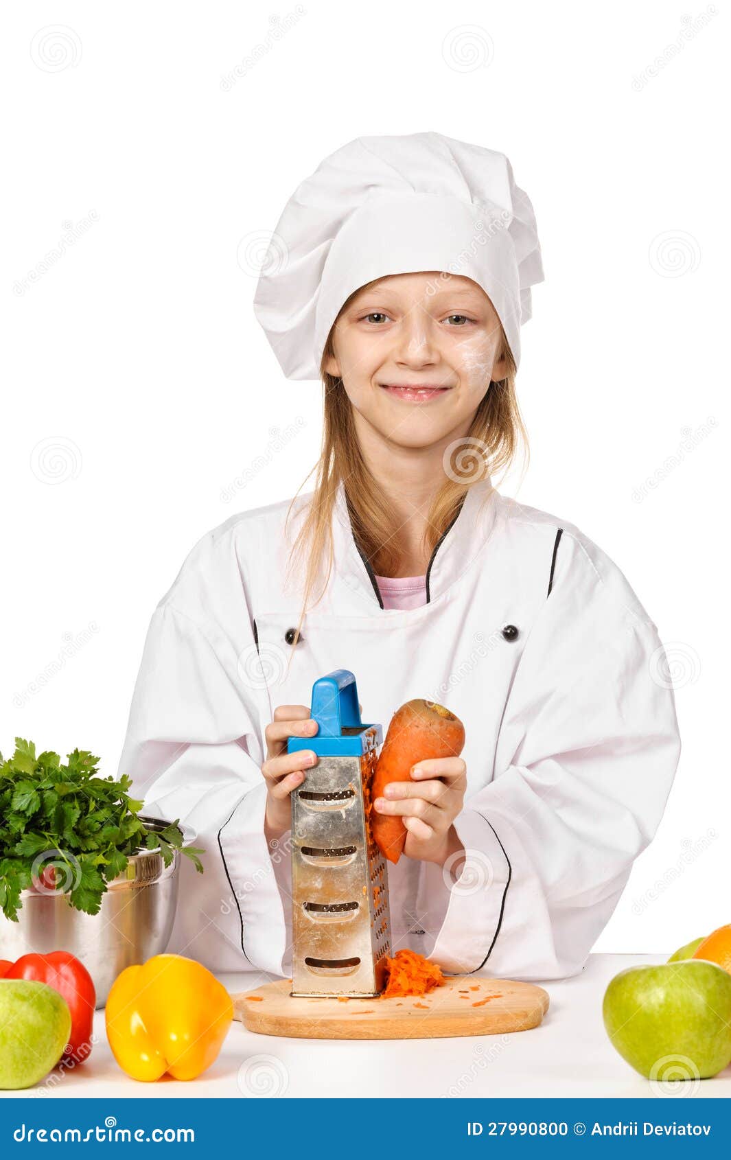 Happy Little Chef with Lots of Vegetables Stock Photo - Image of ...
