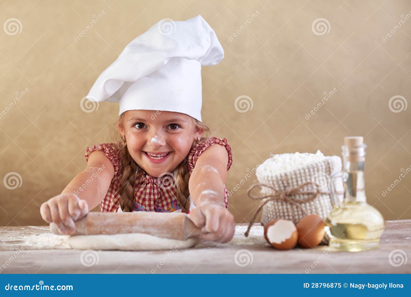 Happy Little Chef Stretching the Dough Stock Image - Image of cake ...