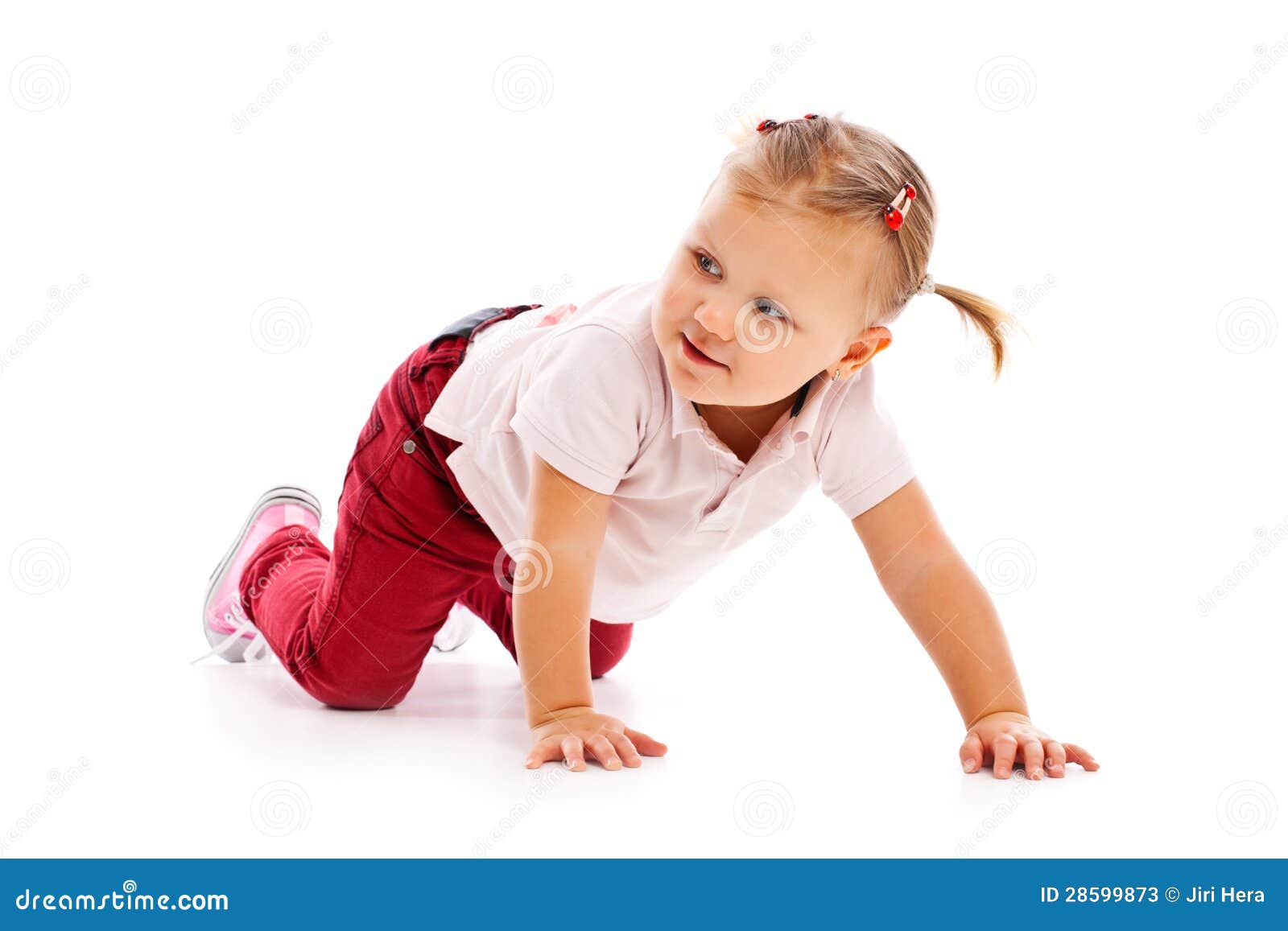 Happy Little Child Posing in Studio Stock Image - Image of cheerful ...