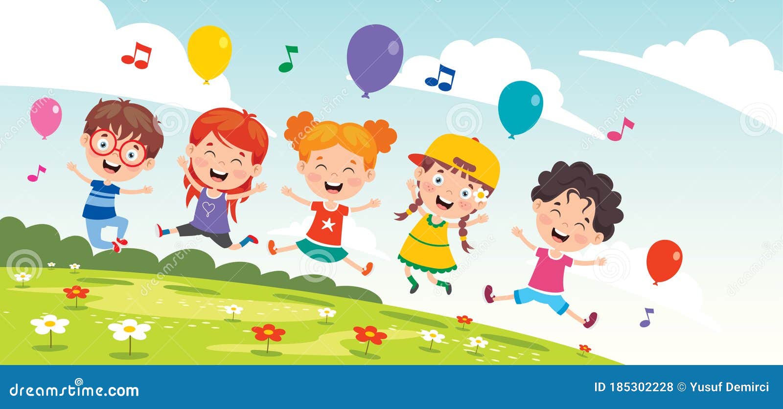 Happy Little Children Having Fun Stock Vector - Illustration of ...