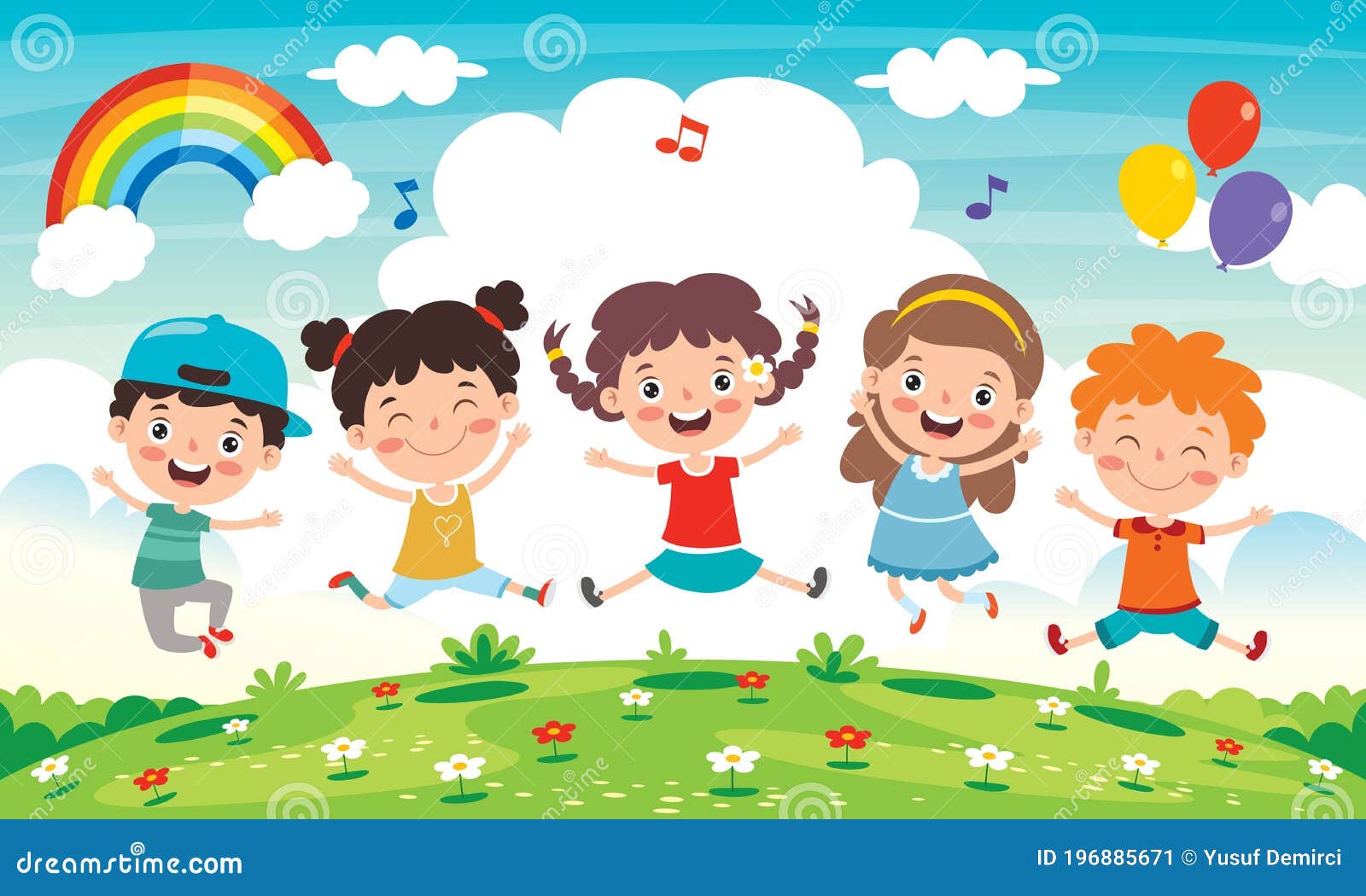 Happy Little Children Having Fun Stock Vector - Illustration of game ...