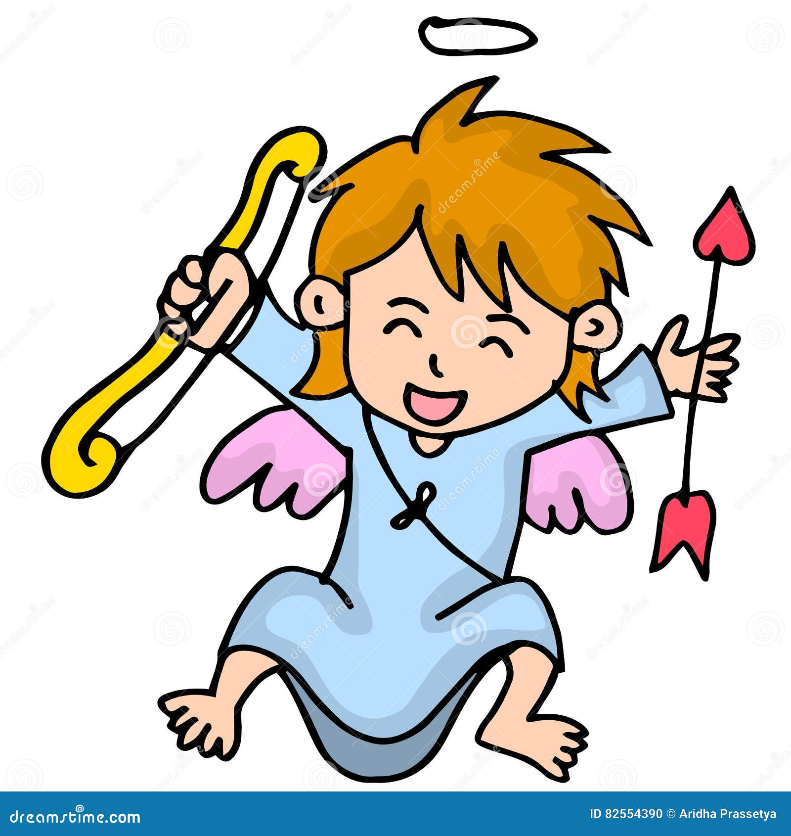 Happy Little Cupid Cartoon Vector Stock Vector - Illustration of aiming ...