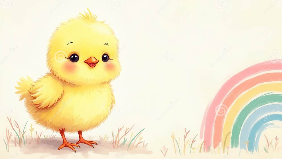 Happy Little Easter Chick with Copy Space Stock Illustration ...