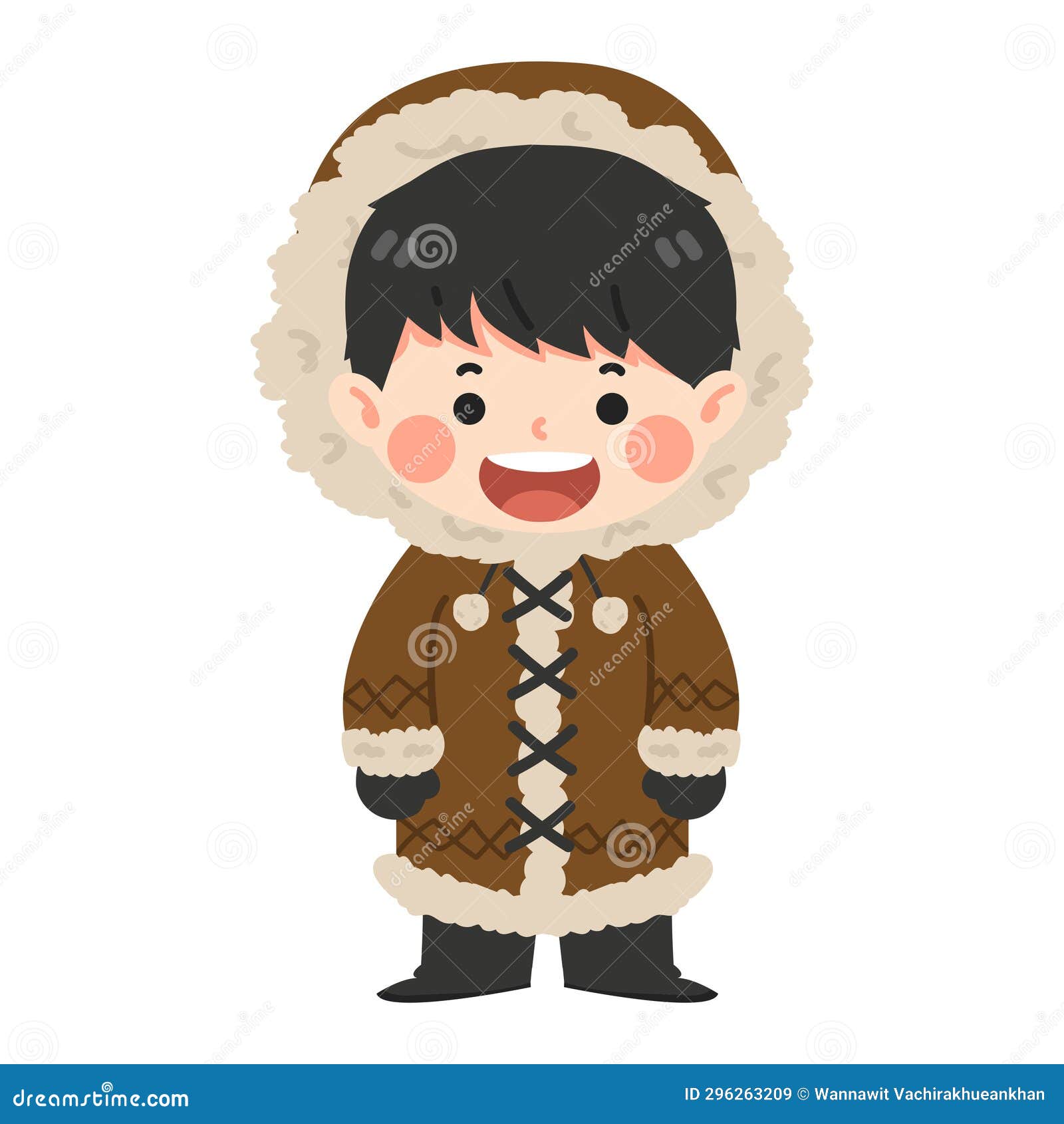 Happy Little Eskimo Boy Cartoon Stock Vector - Illustration of coat ...