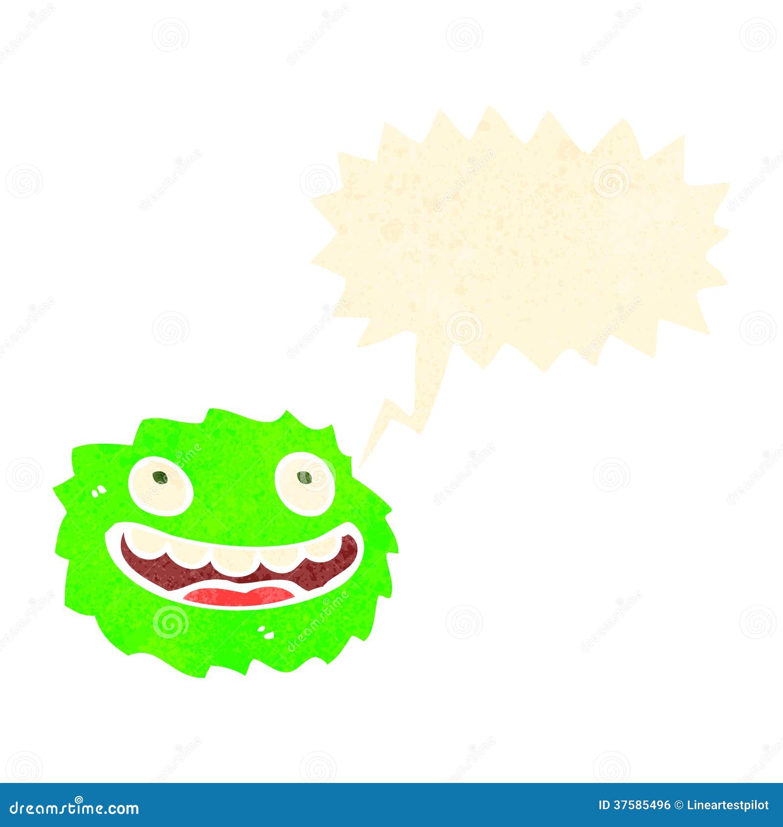 Happy Little Furball Monster with Speech Bubble Stock Vector ...