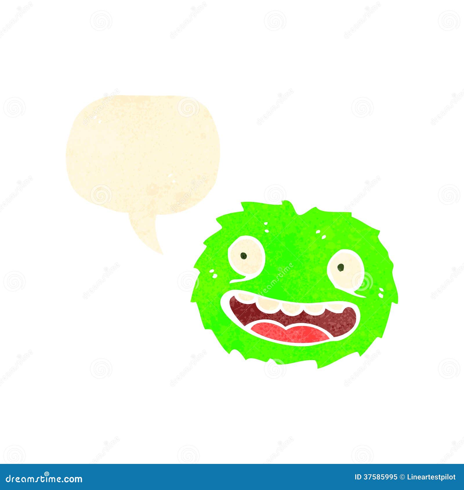 Happy Little Furball Monster with Speech Bubble Stock Vector ...