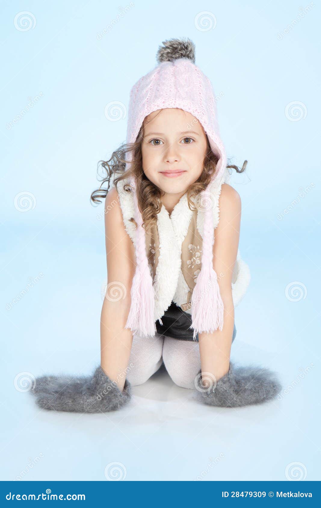 Happy Little Gir Havingl Fun at Winter Time Stock Image - Image of life ...