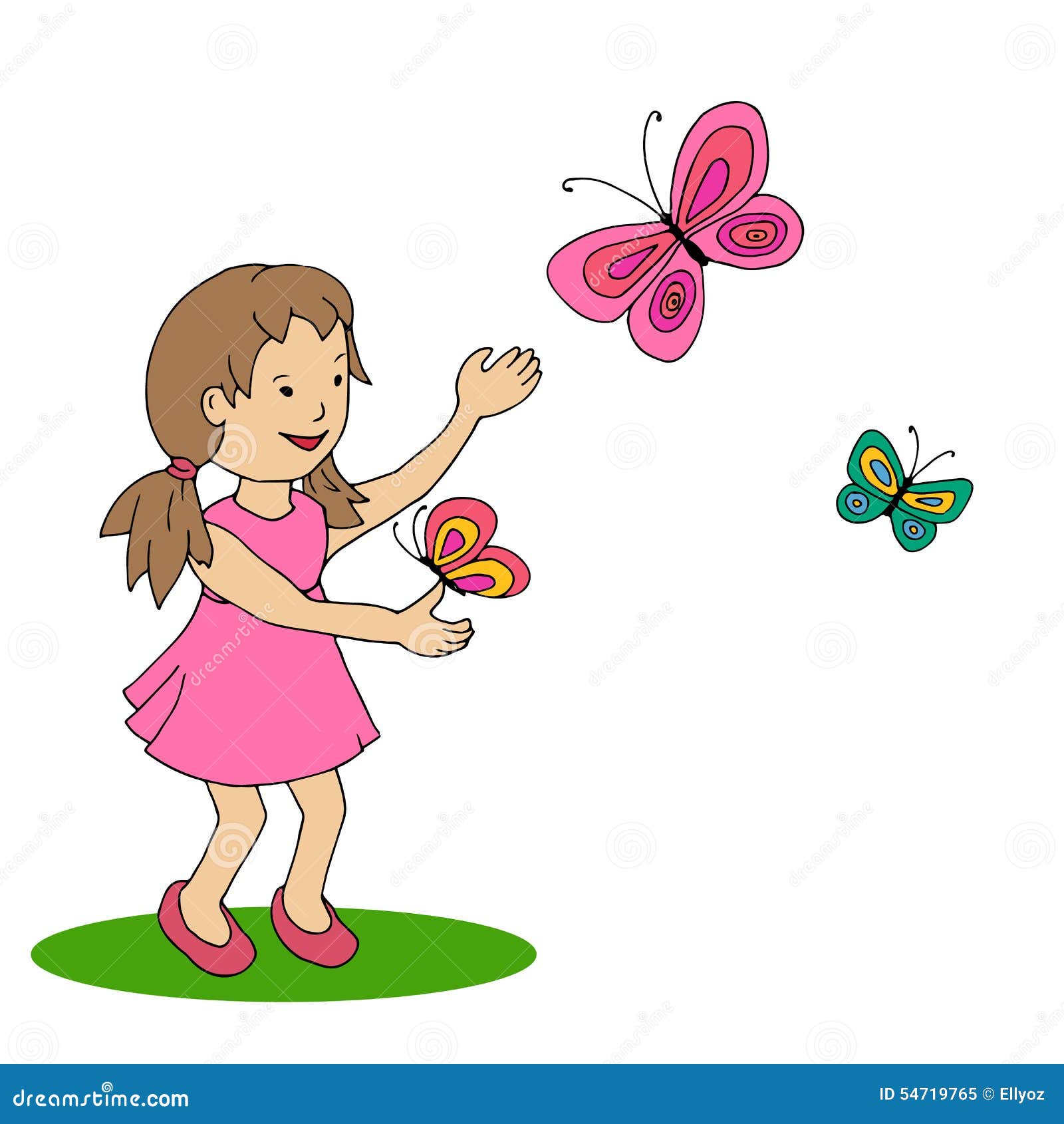 Happy Little Girl with Butterfly Stock Vector - Illustration of child ... Happy Little Girl with Butterfly Stock Vector - Illustration of child ...