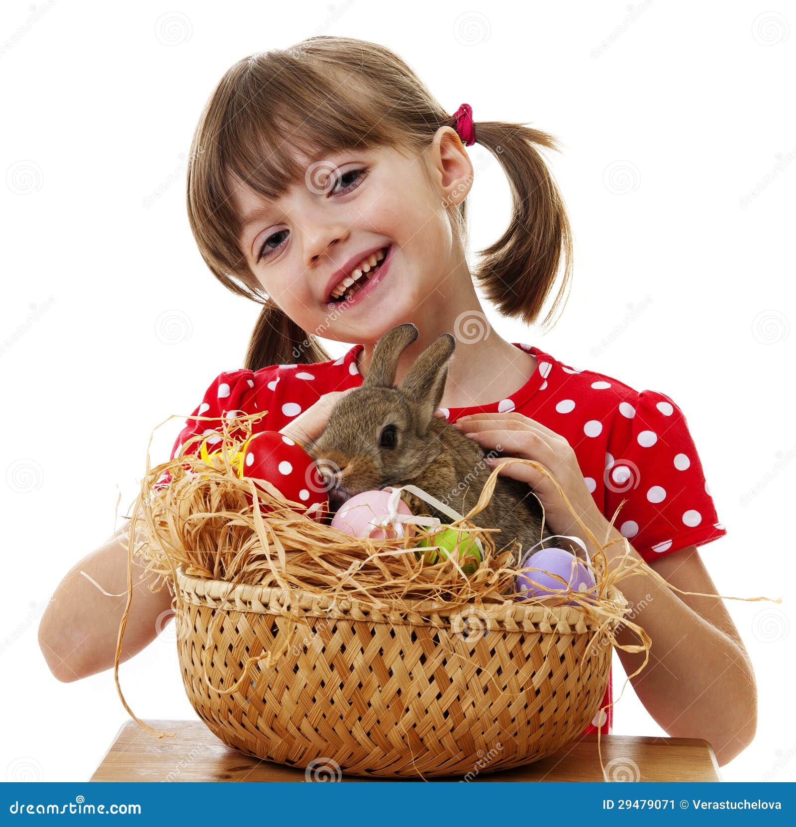 Happy Little Girl with Easter Rabbit Stock Image - Image of happiness ...