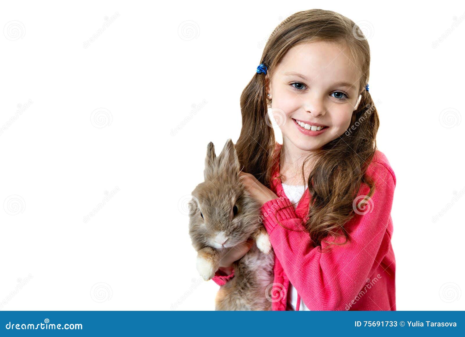 Happy Little Girl with Rabbit Stock Image - Image of little, friendship ...