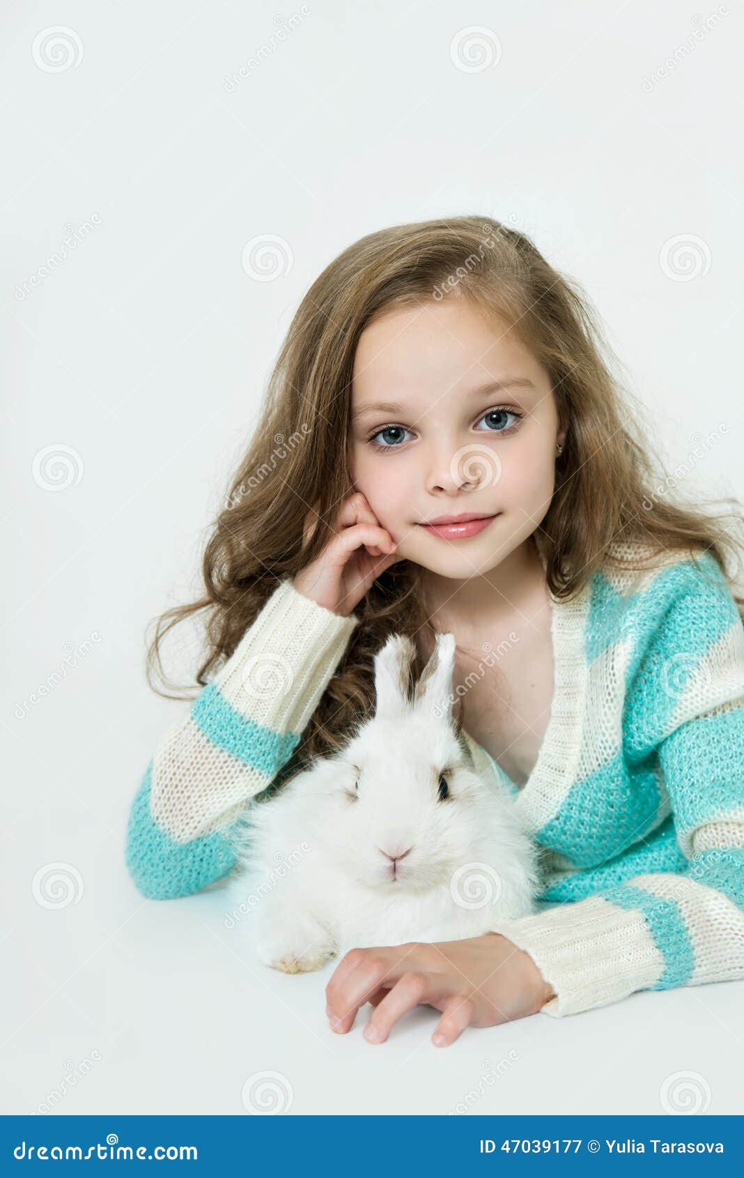 Happy Little Girl with Rabbit Stock Image - Image of animals, lovely ...