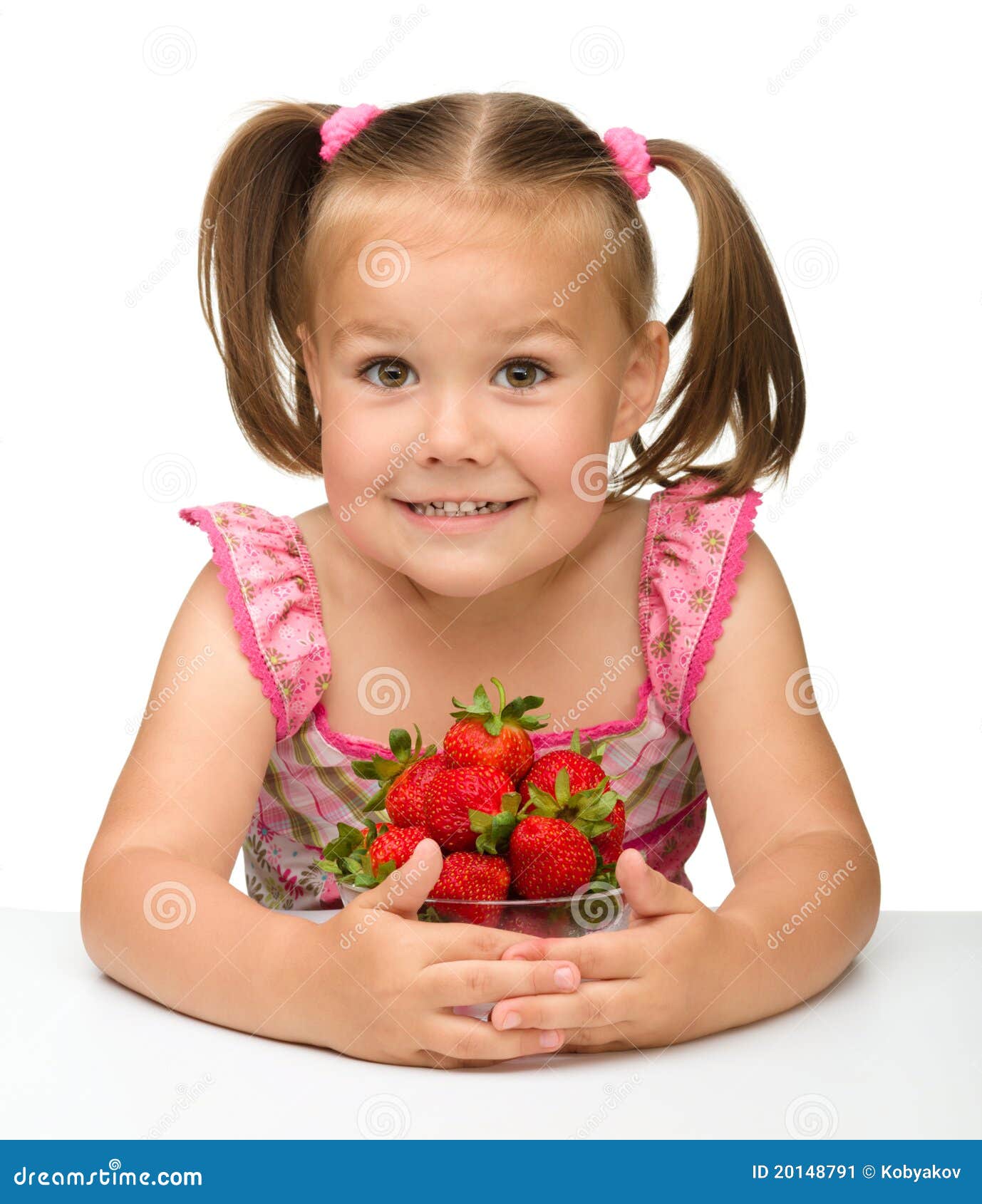 Happy Little Girl with Strawberries Stock Image - Image of berry, diet ...