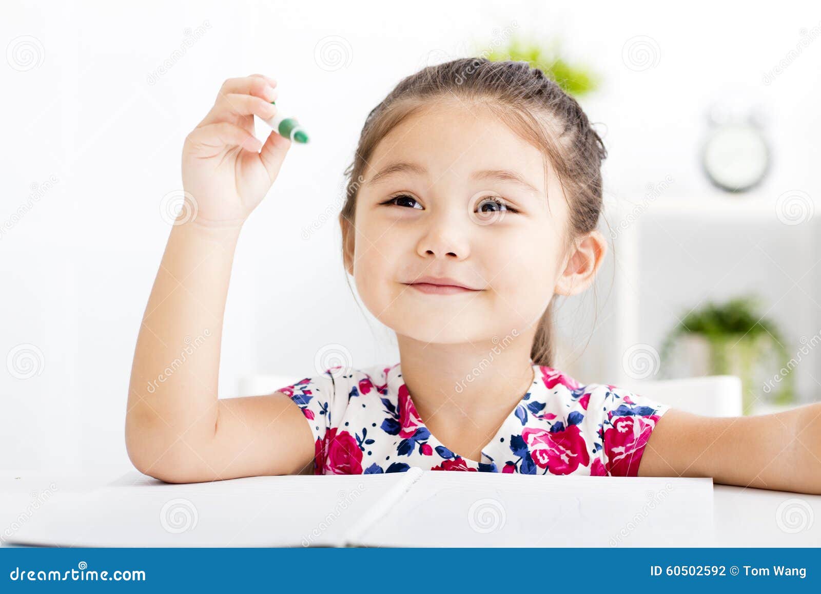Happy Little Girl Writing in Notebook Stock Photo - Image of school ...