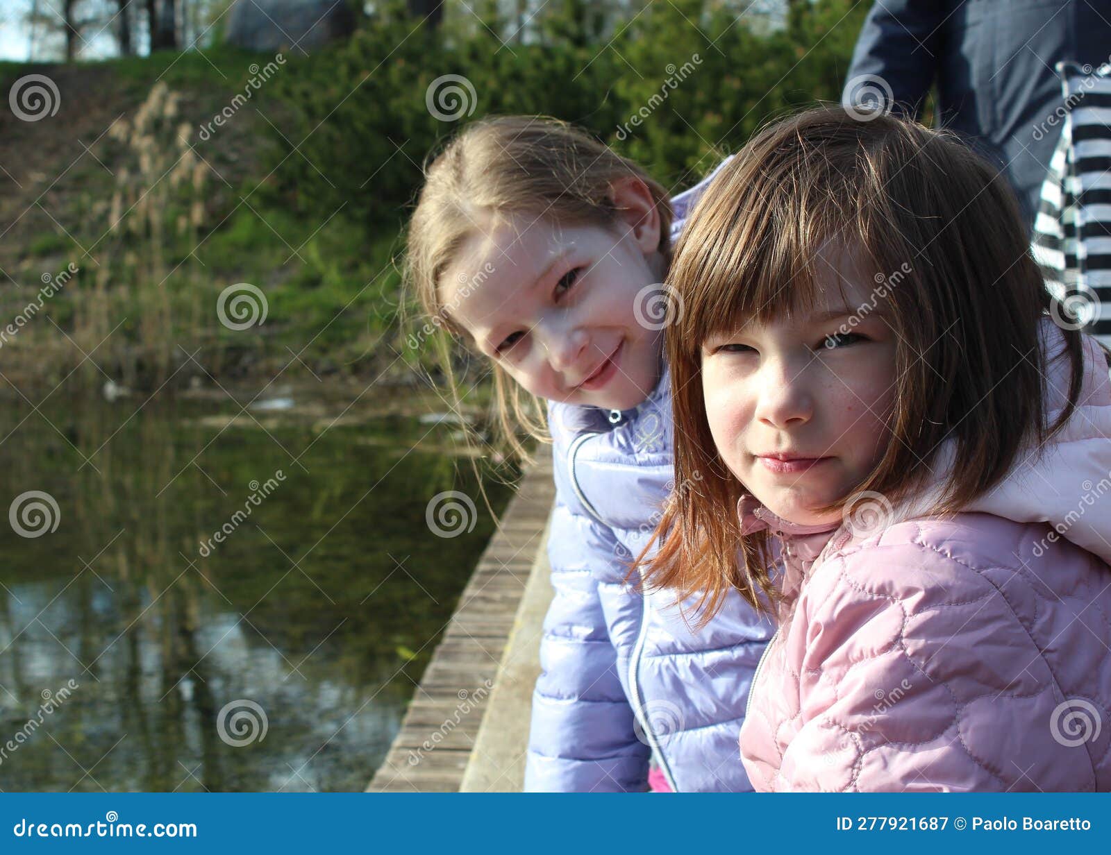 Happy Little Girlfriends in Park Editorial Photography - Image of male ...