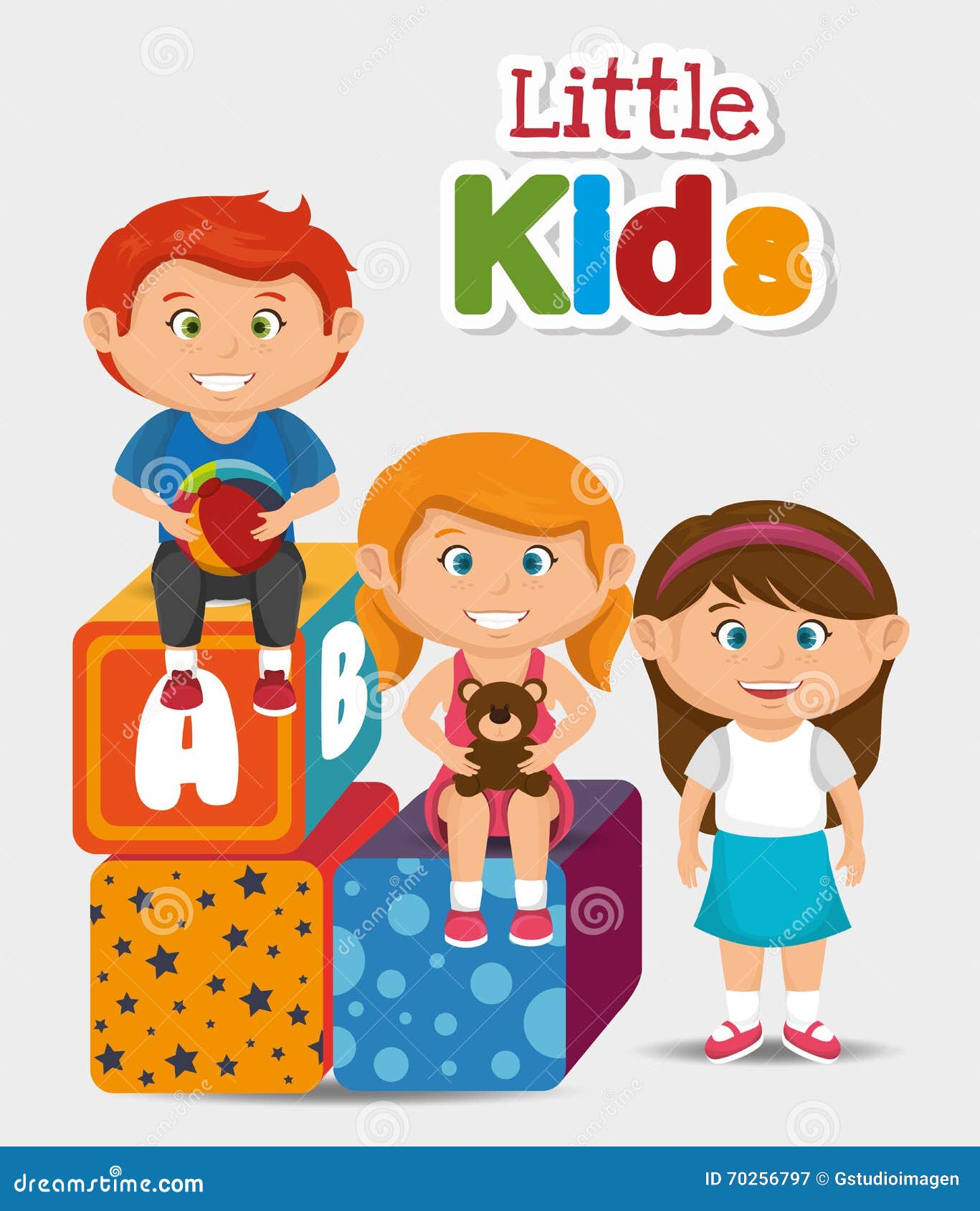 Happy little kids design stock illustration. Illustration of card ...