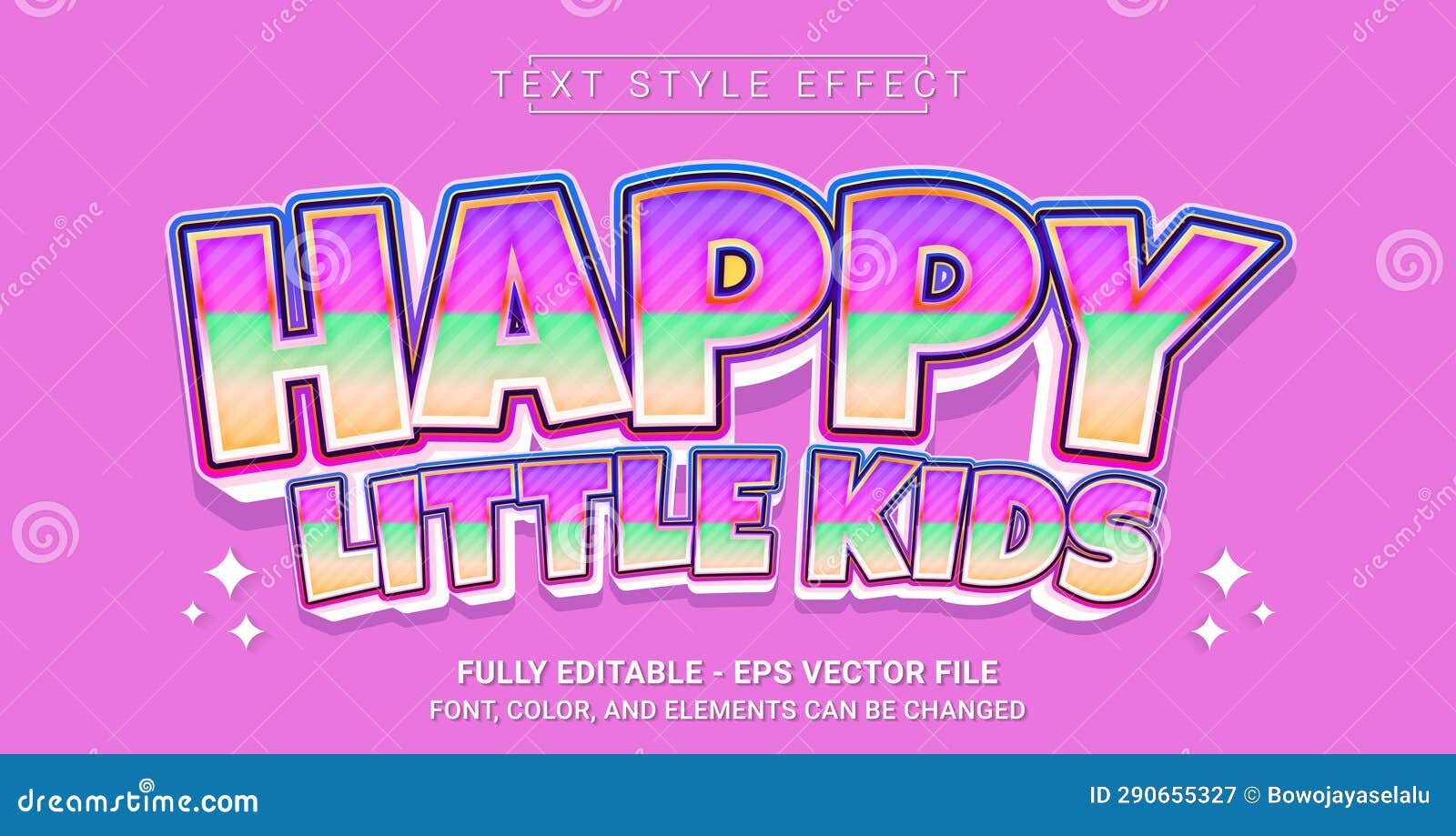 Happy Little Kids Text Style Effect. Editable Graphic Text Template ...