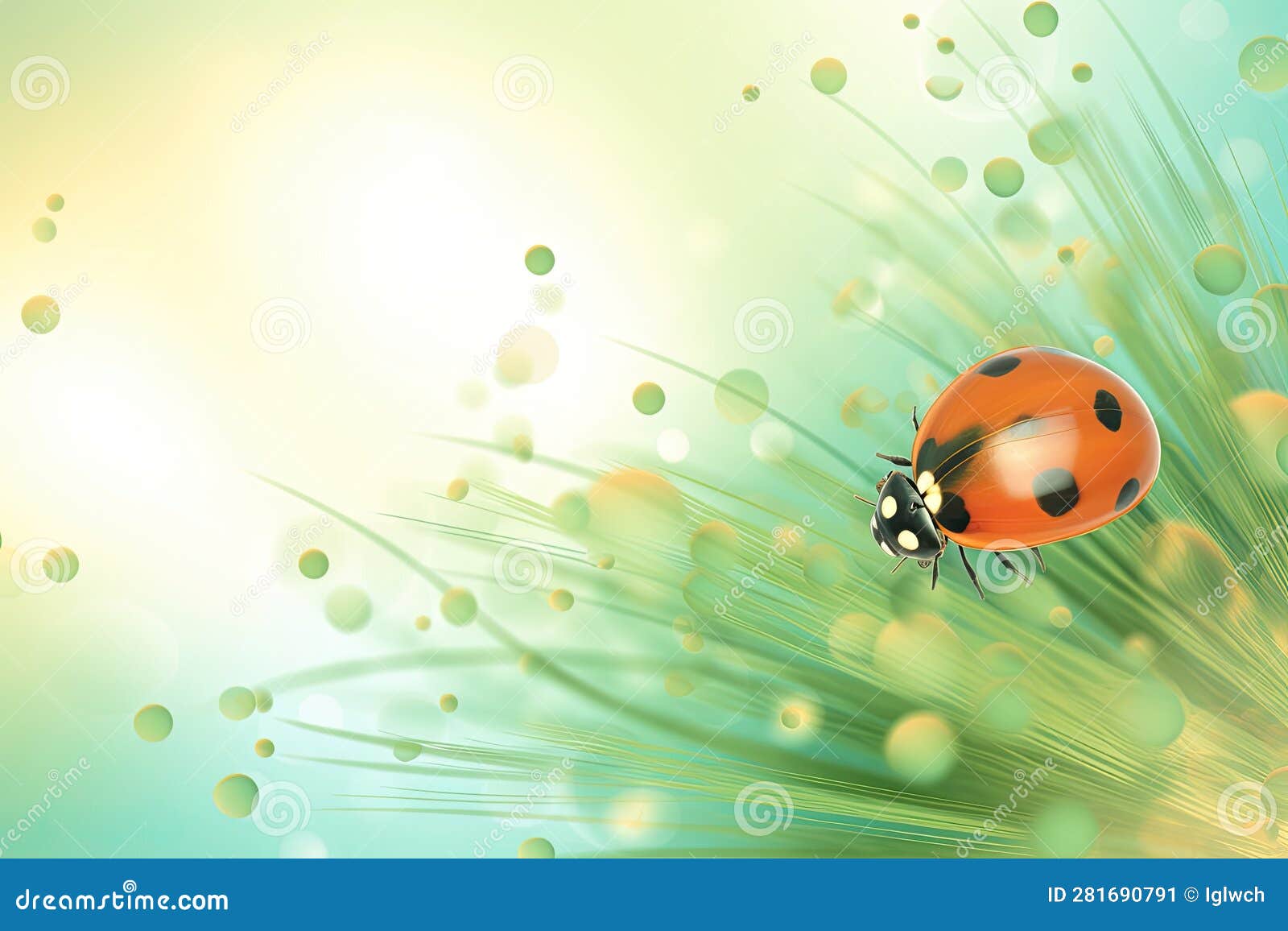 Happy Little Ladybug Crawling on a Green Leaf, Generative AI Content ...