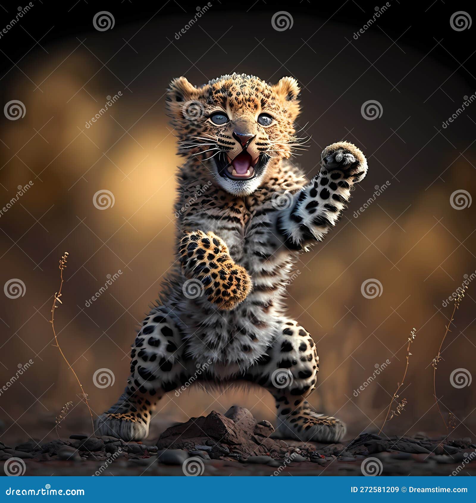 Happy Little Leopard. Generative AI Stock Illustration - Illustration ...