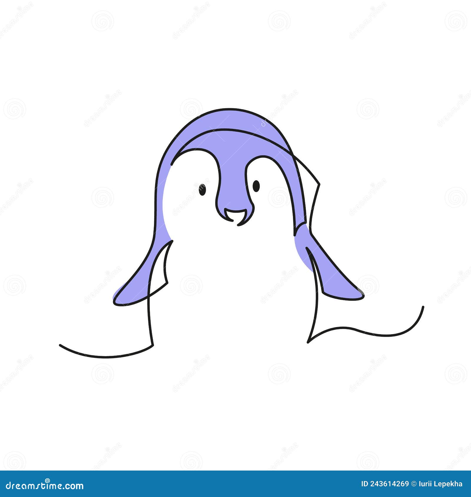 Penguin Continuous One Line Vector Drawing. A Penguin Is Standing In ...