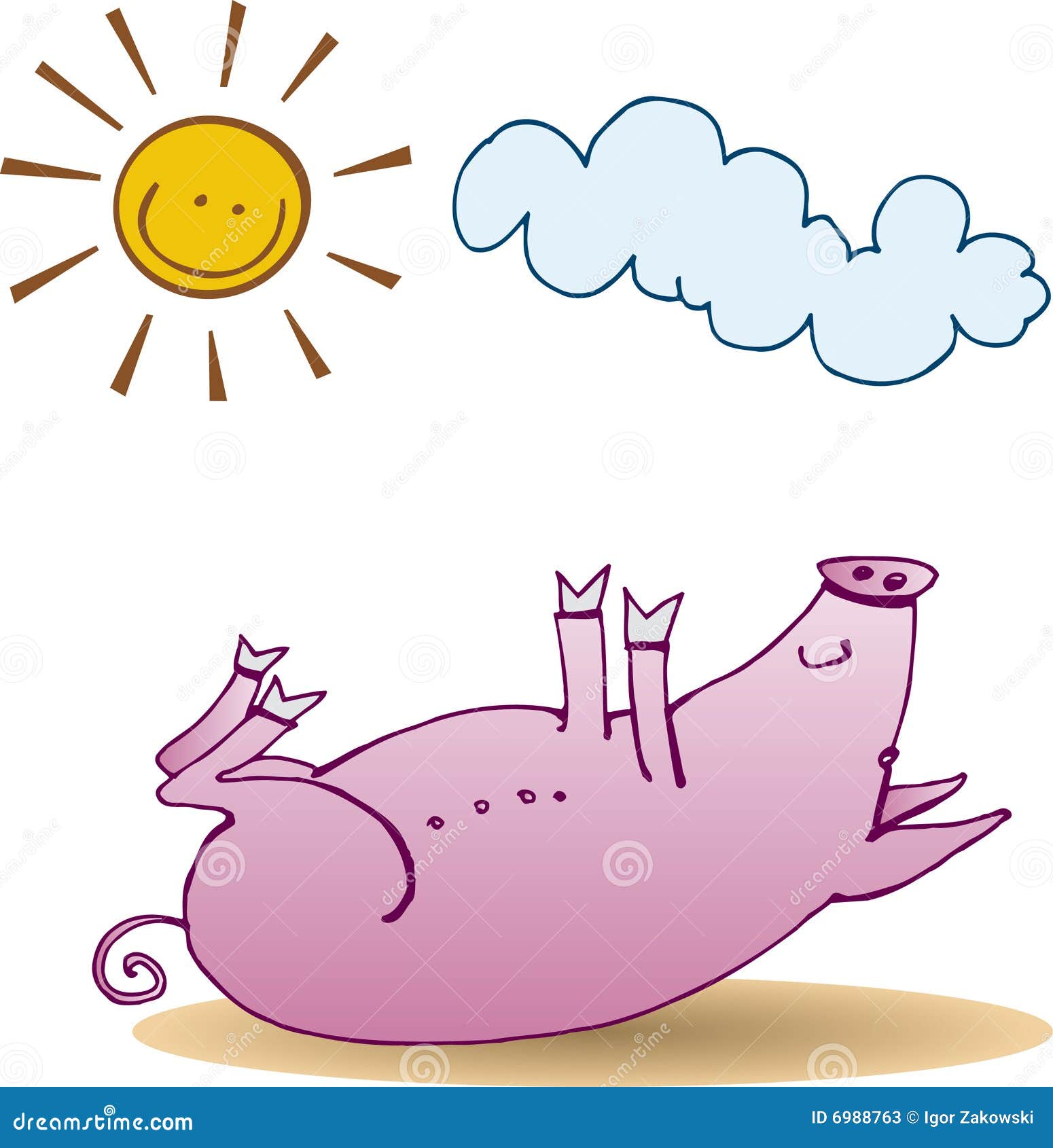 Happy little pig stock vector. Illustration of funny, smile - 6988763