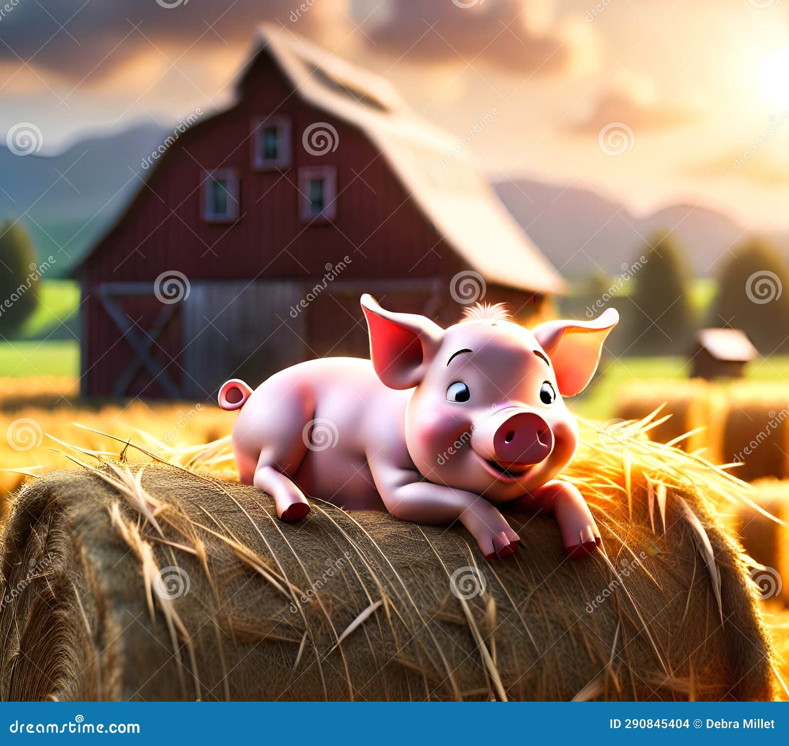 Happy Little Pig on the Farm Stock Illustration - Illustration of ...