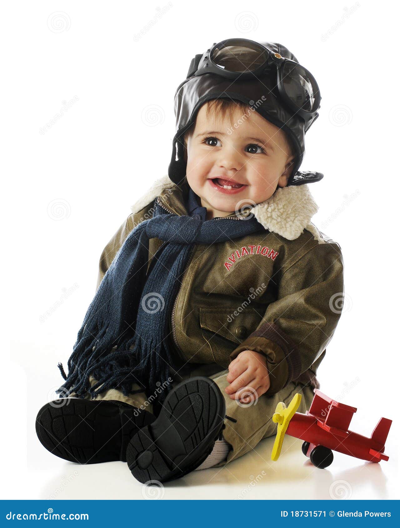 Happy Little Pilot stock image. Image of happy, scarf - 18731571