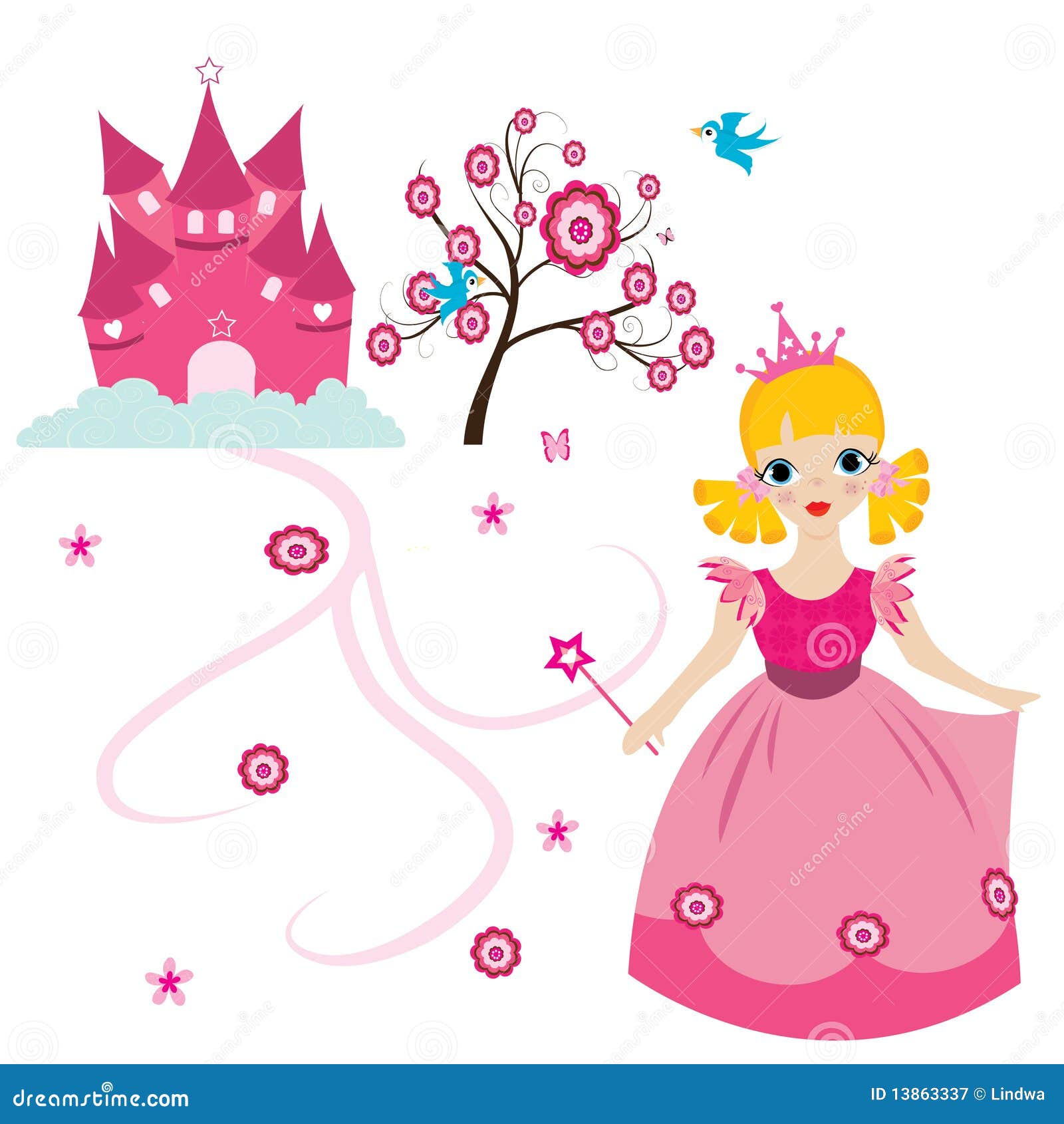 Happy little princess stock vector. Illustration of cute - 13863337