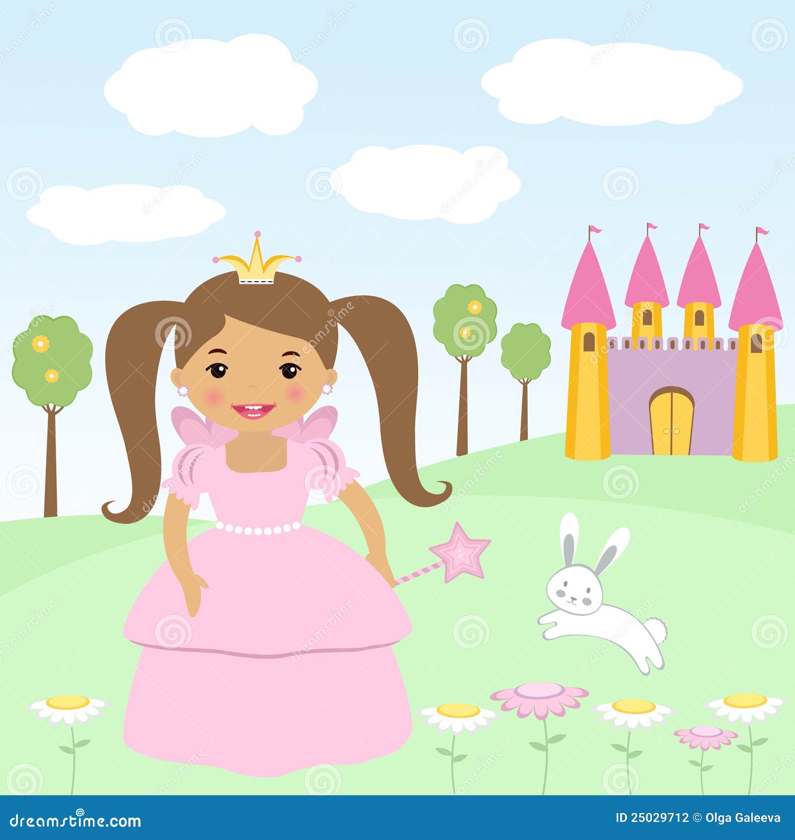 Happy little princess stock vector. Illustration of female - 25029712