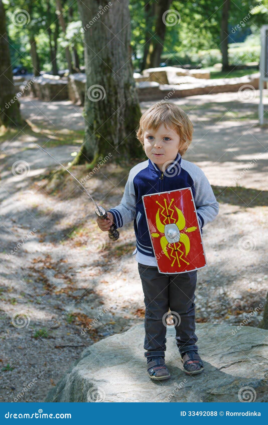 Happy Little Toddler Boy with Knight Armor Stock Photo - Image of ...