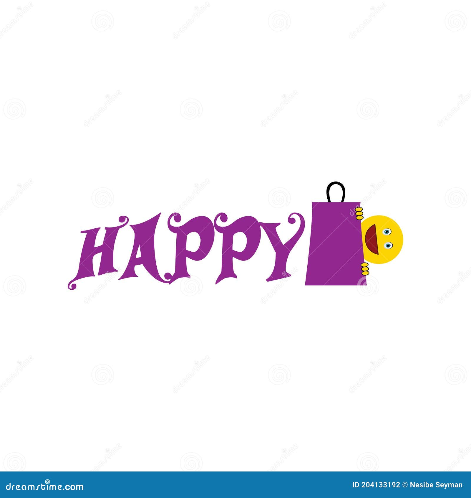 Happy Logo Template, Illustration, White Background Stock Vector ...