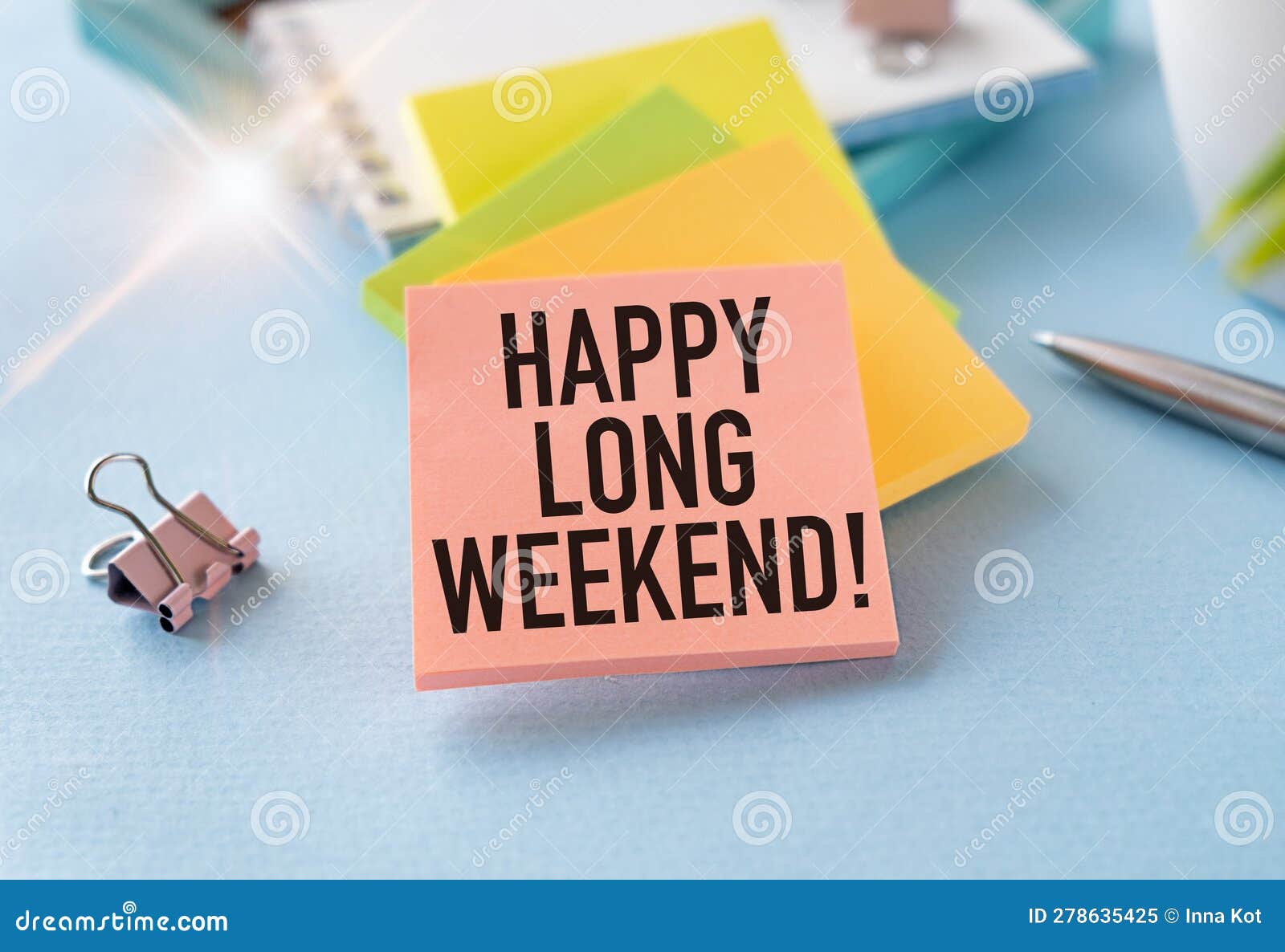 Happy Long Weekend Text on Notepad, Concept Blue Background Stock Image ...