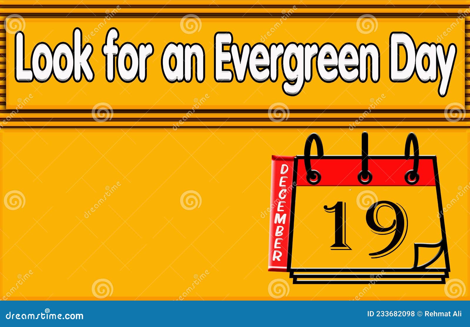 19 December, Look for an Evergreen Day, Text Effect on Yellow ...