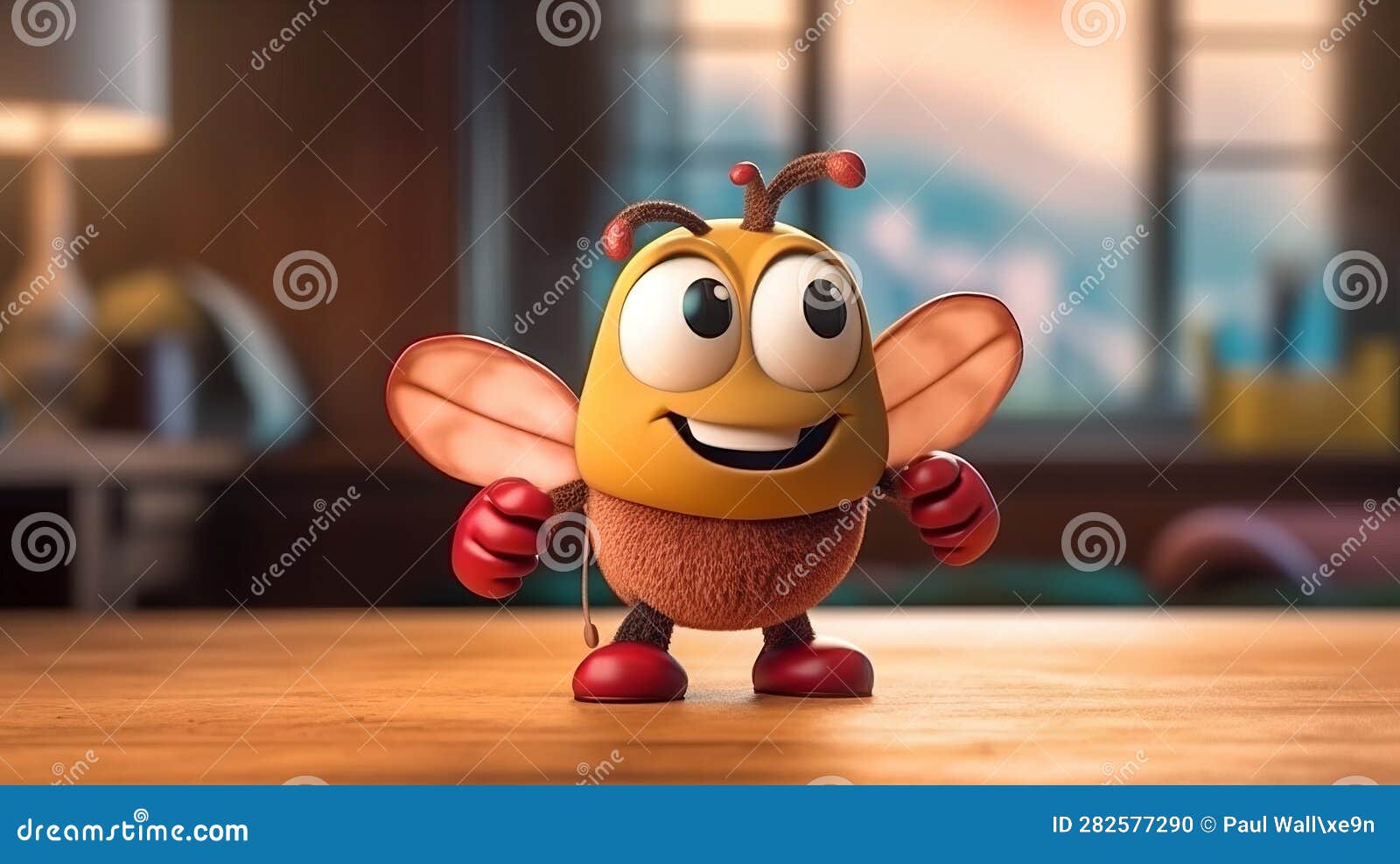 Happy Looking Fly Standing on Living Room Table. Stock Illustration ...