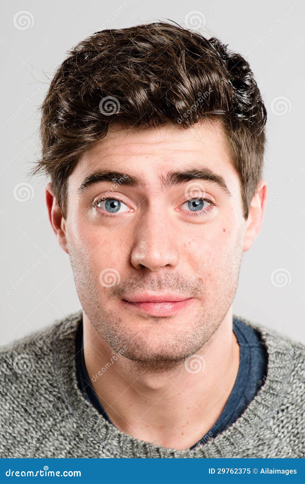 Happy Man Portrait Real People High Definition Grey Background Stock ...