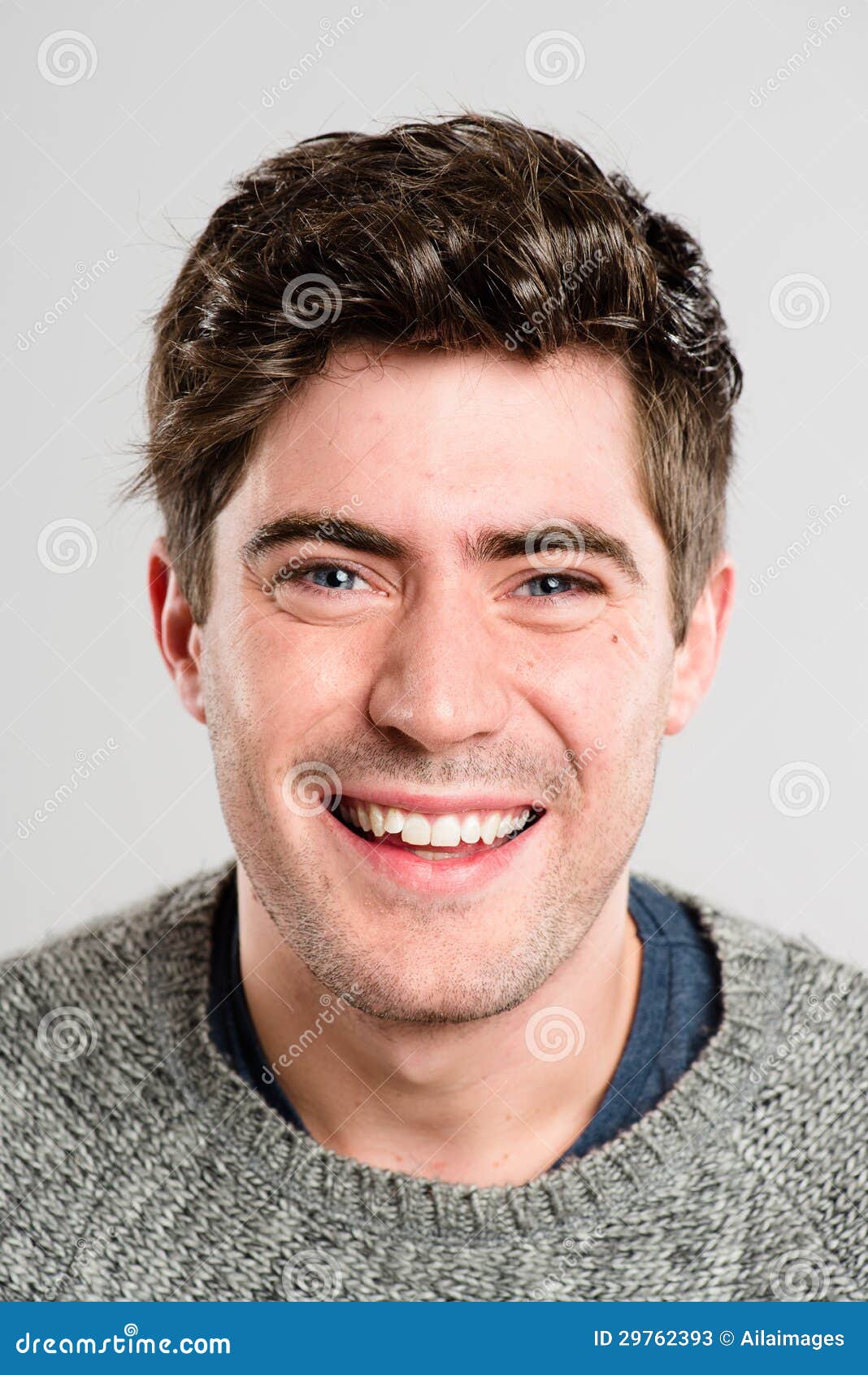 Happy Man Portrait Real People High Definition Grey Background Stock ...