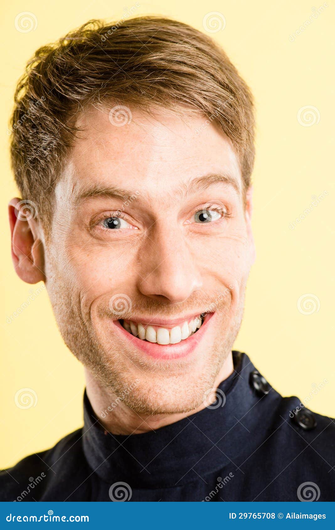 Happy Man Portrait Real People High Definition Yellow Background Stock ...