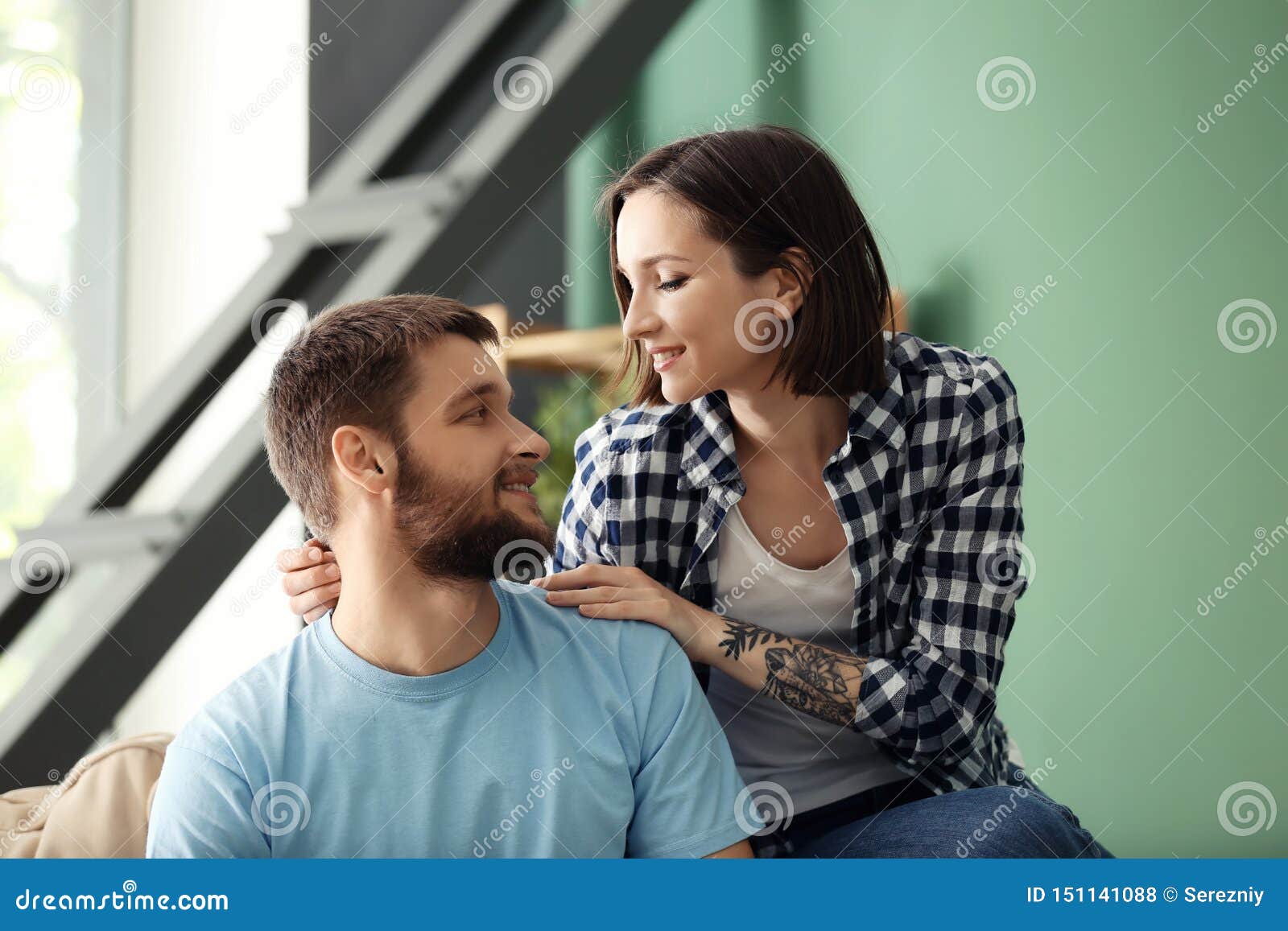 Happy Lovely Couple Resting at Home Stock Photo - Image of lovely ...