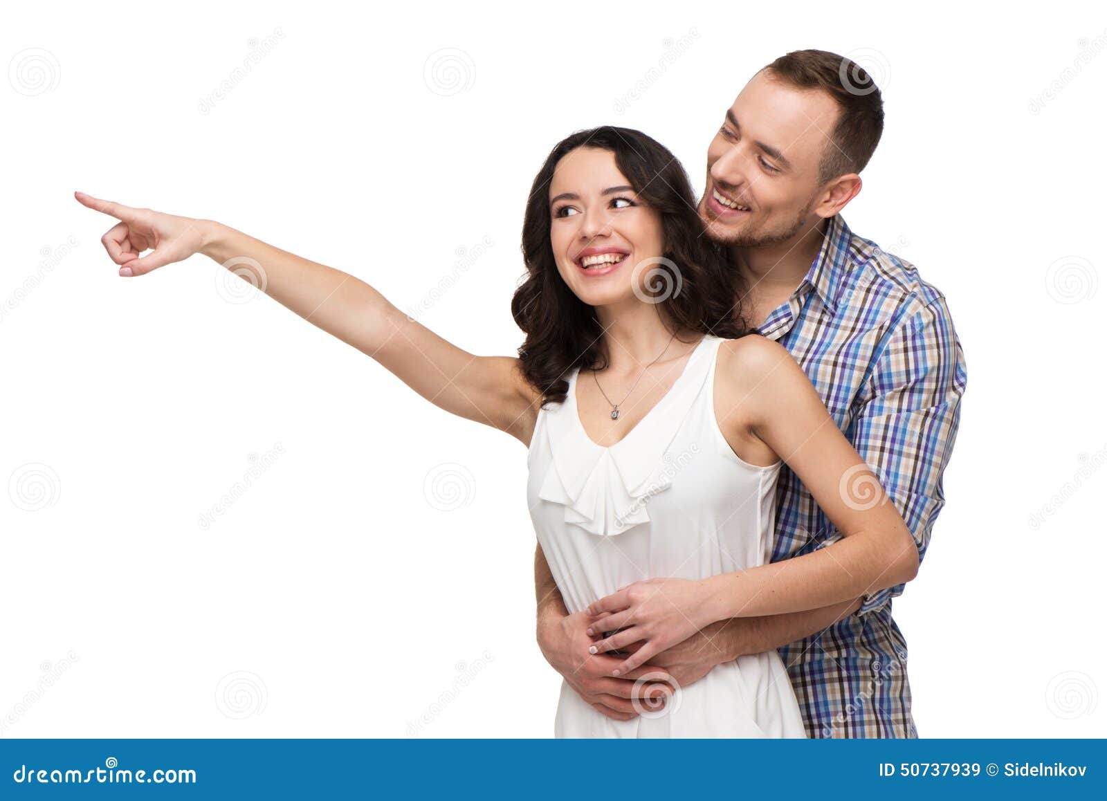 Happy Lovers Looking at Something with Interest Stock Image - Image of ...
